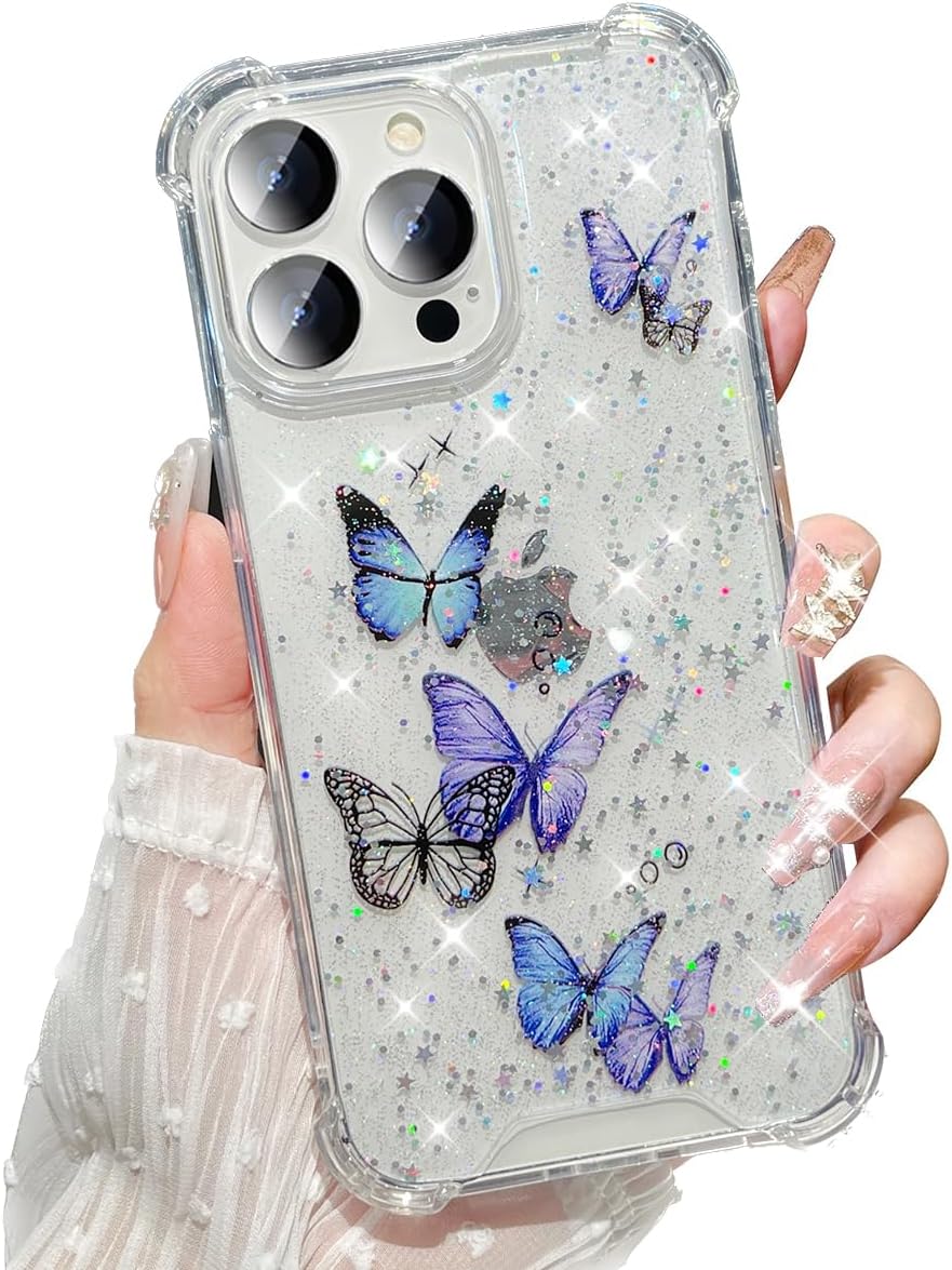 Amazon.com: AuroiCYY for iPhone 15 Pro Max Clear Case, Cute Butterfly Flexible Soft TPU Silicone ...