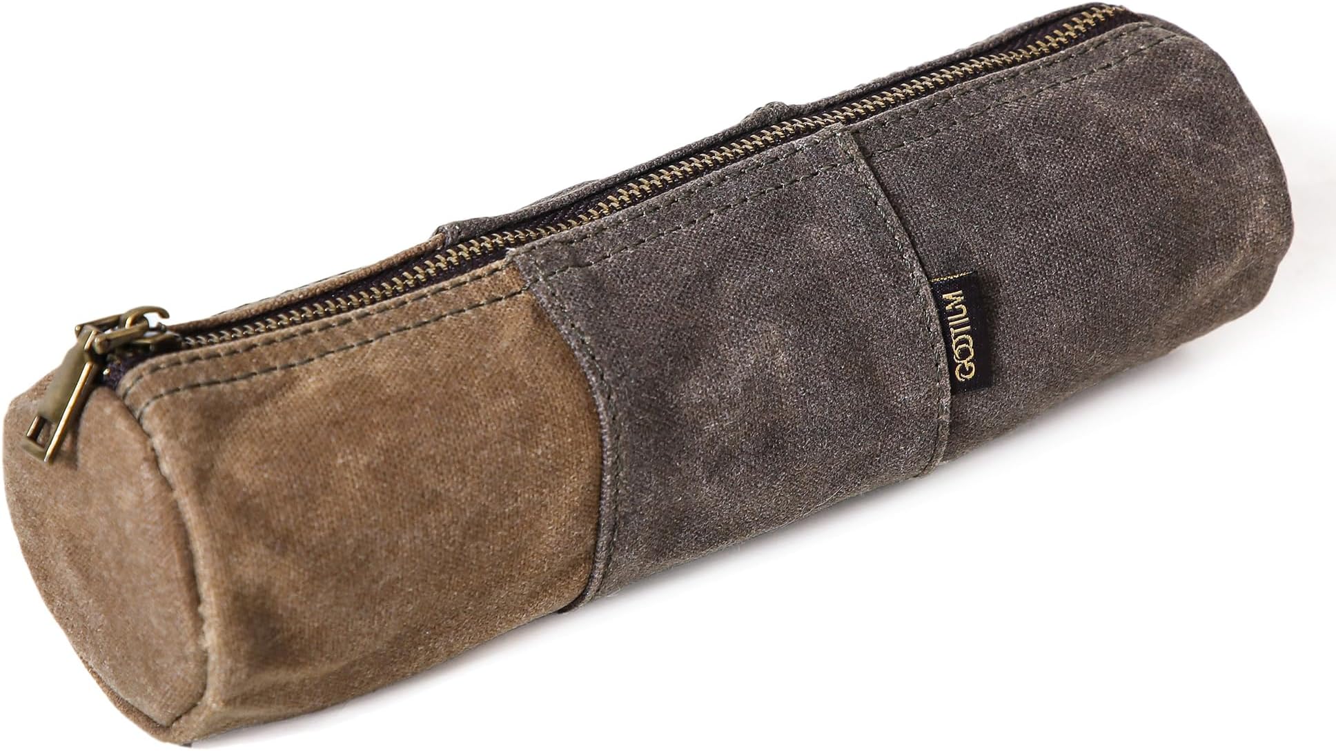 Amazon.com: Gootium Waxed Canvas Pencil Pouch - Vintage Zippered ...