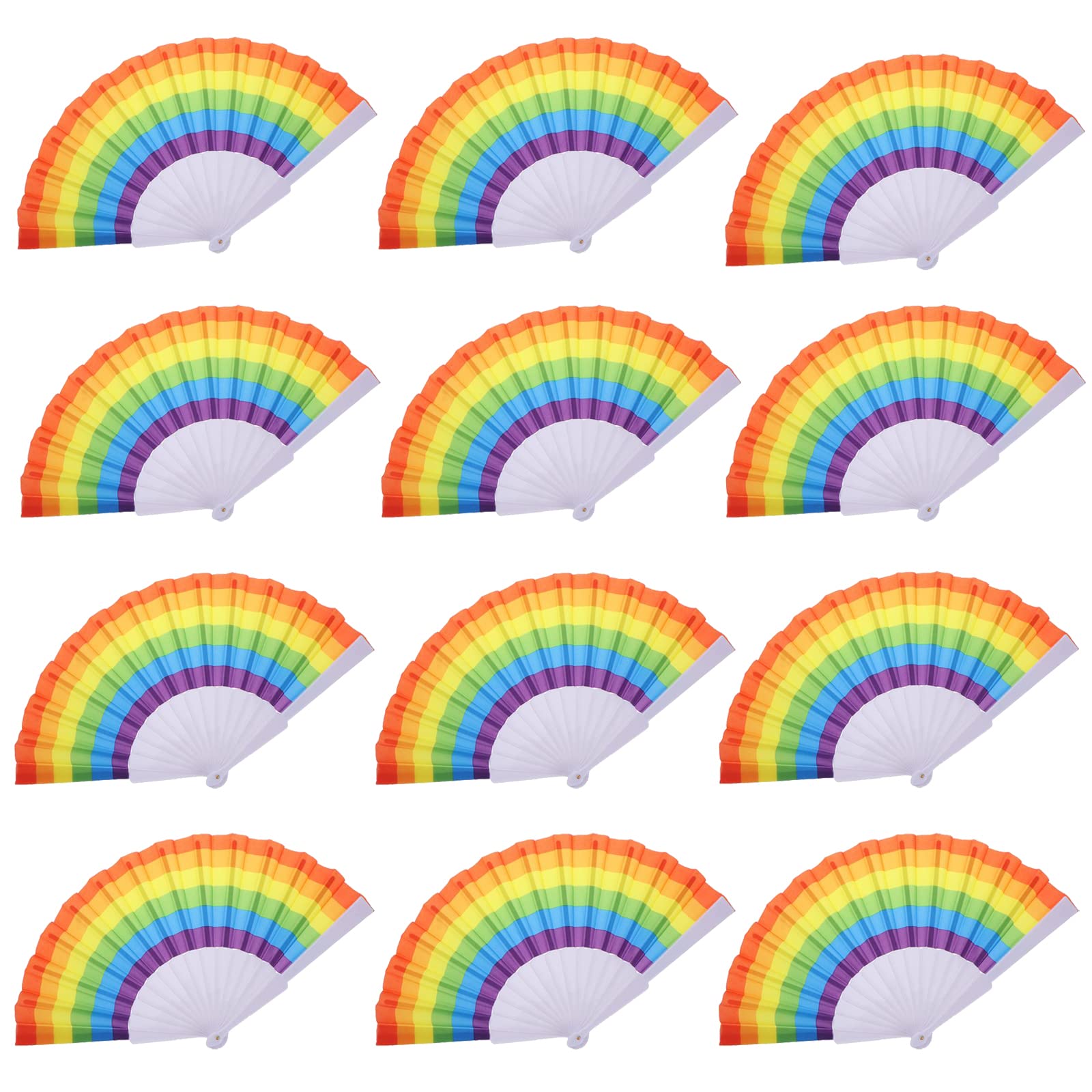 Amazon.com: Hananona 24 Pcs Rainbow Folding Fans Colorful Hand Held Fan ...