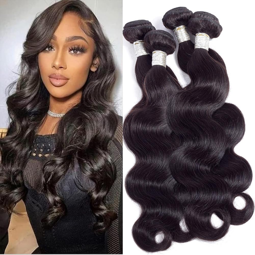 Amazon.com : FULFILDRM Body Wave Bundles Human Hair 14 16 18 Inch 100% Unprocessed 12A Brazilian ...