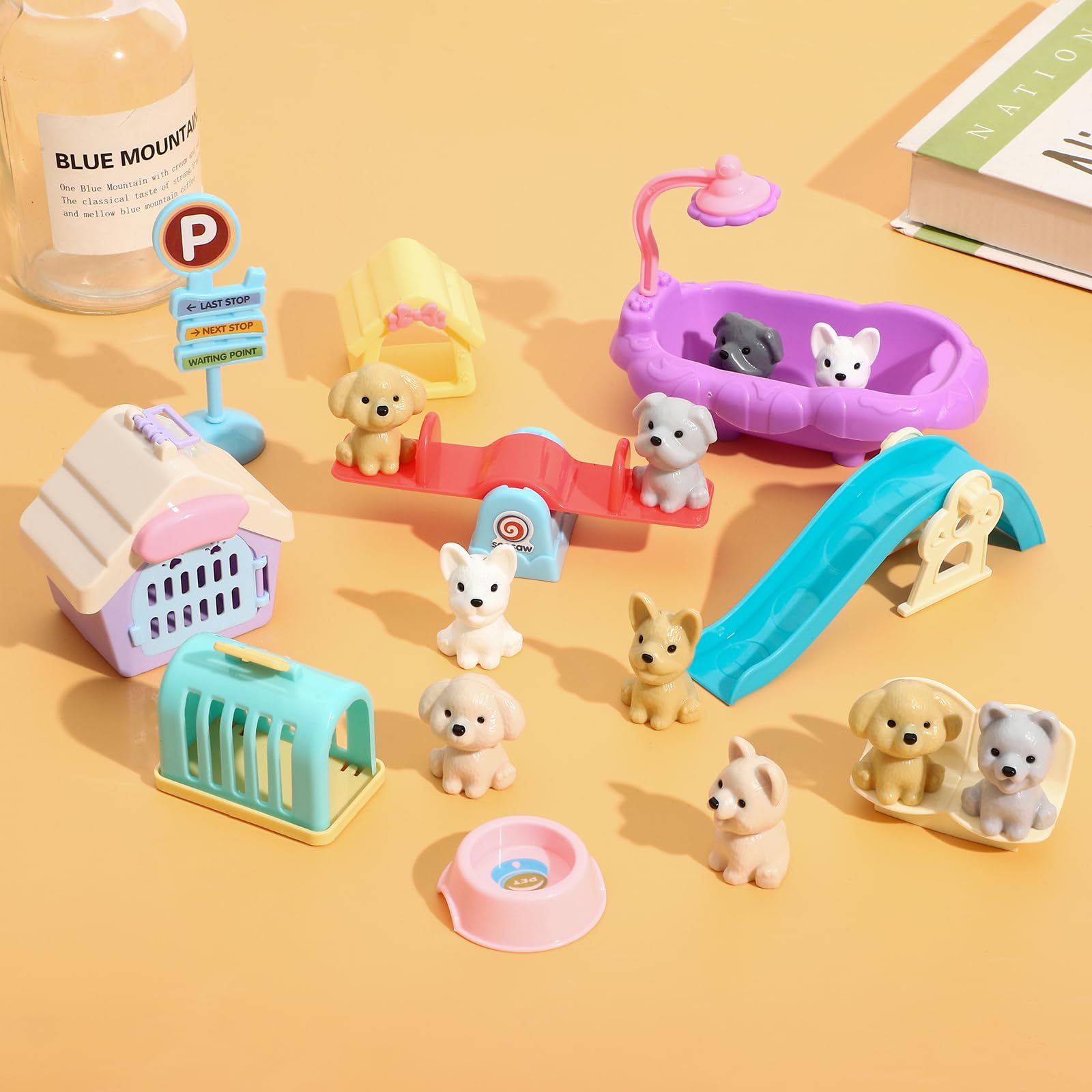 Snapklik.com : 41 Pieces Pet Pretend Play Dog Figures Playset Dogs Care ...
