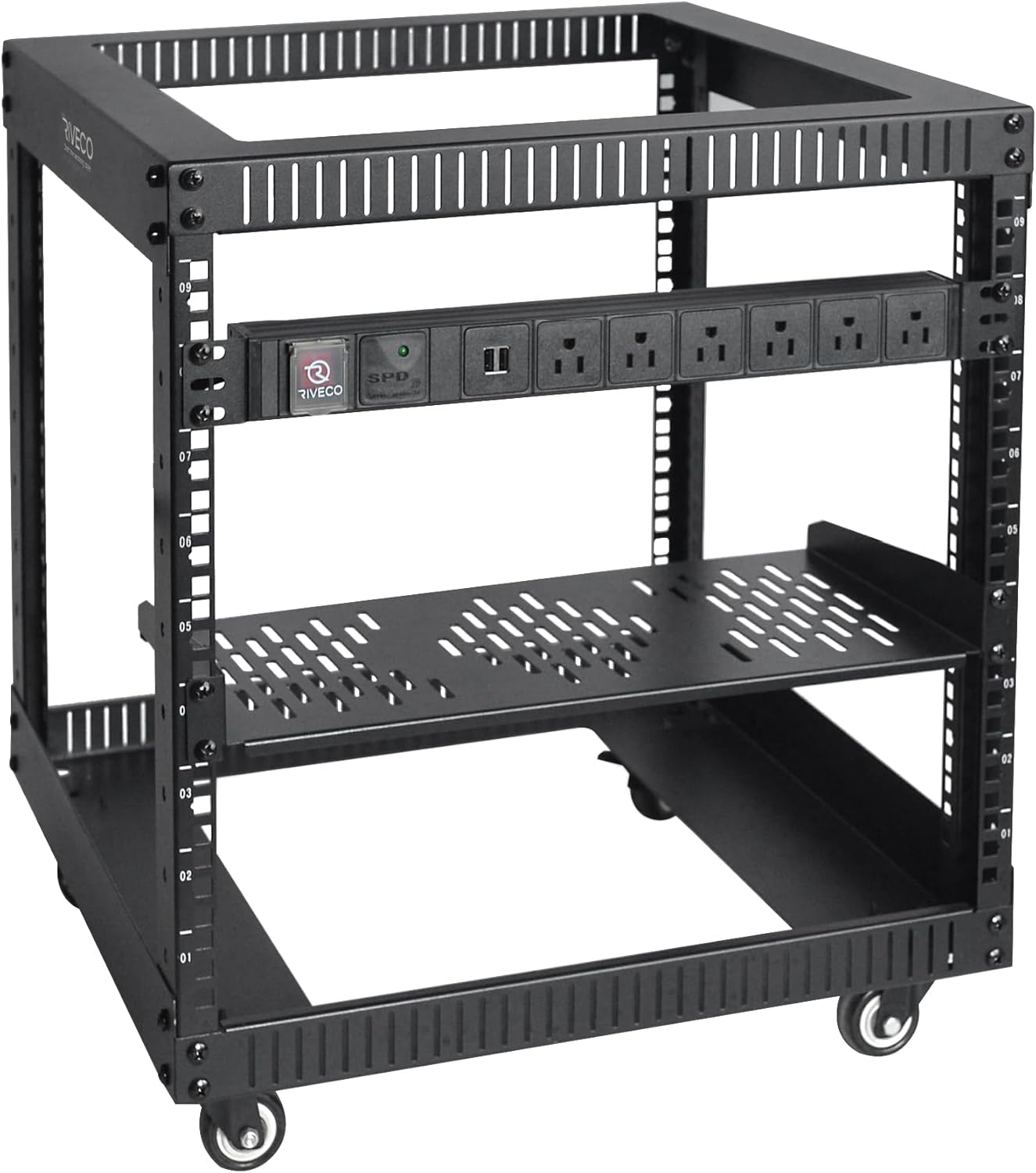 Amazon.com: RIVECO 9U Open Frame Server Rack with Wheels + PDU (8 ...