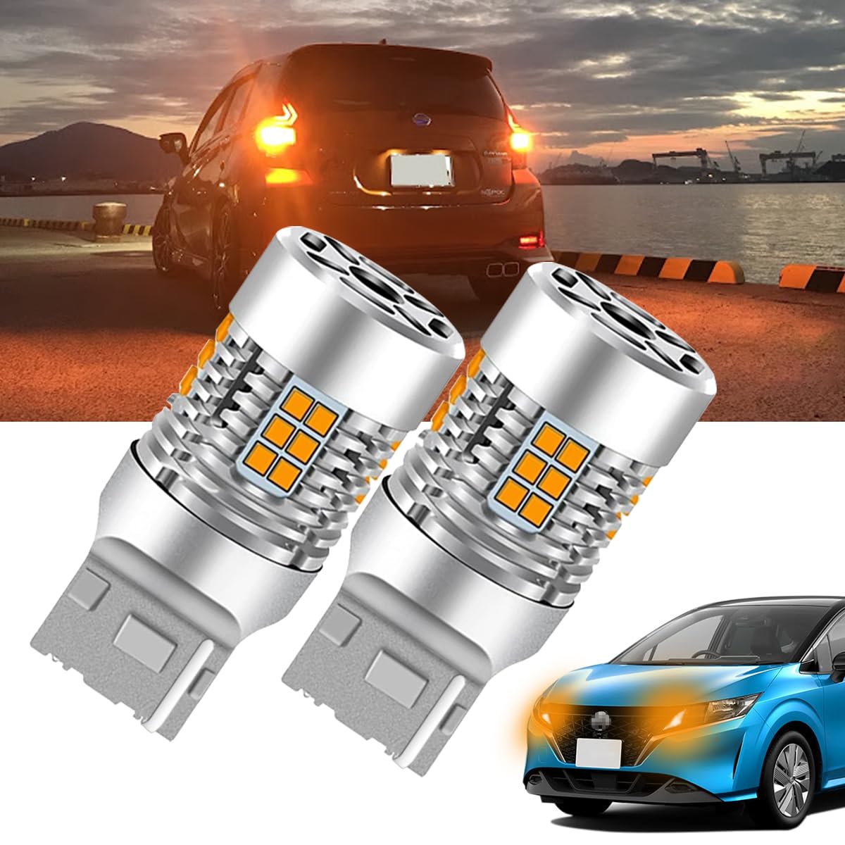 Amazon | OTORAM互換/交換可能な E13 E12 NOTE ノートT20シングル LED ウィンカーバルブ ハイフラ防止抵抗内臓 車検対応 冷却ファン付き アンバー T20 ...