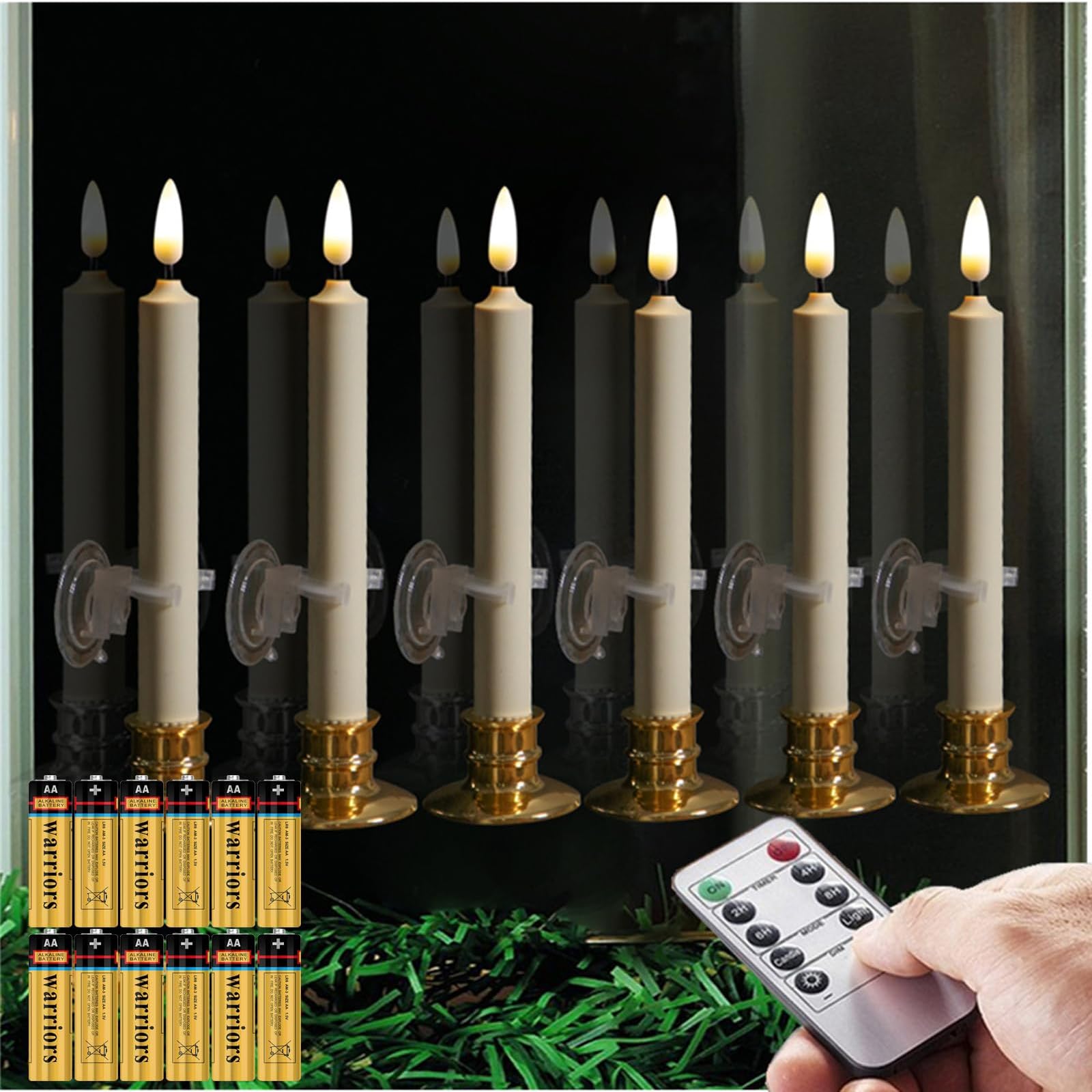 Amazon.com: 6PACK Flameless 8'' Window Candles with 12 AA Batteries(Run ...