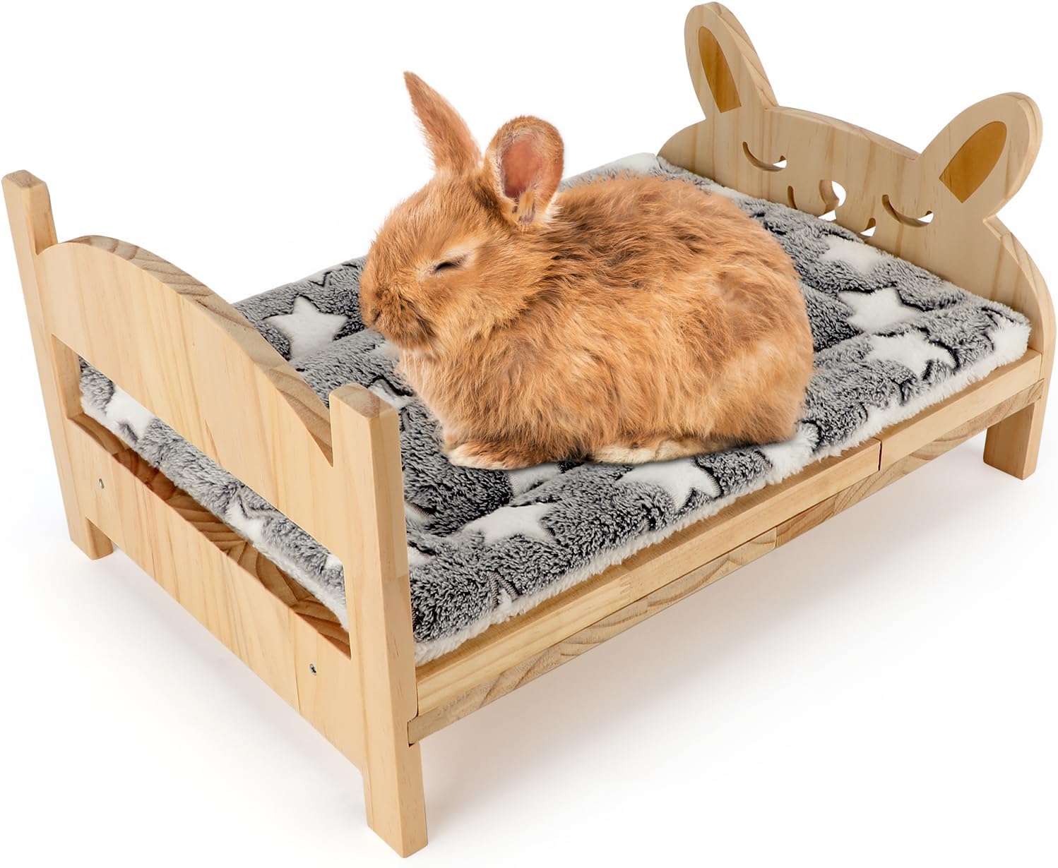 Amazon.com : Midollarle Large Wooden Rabbit Bed with Soft Mat, 2 in 1 ...