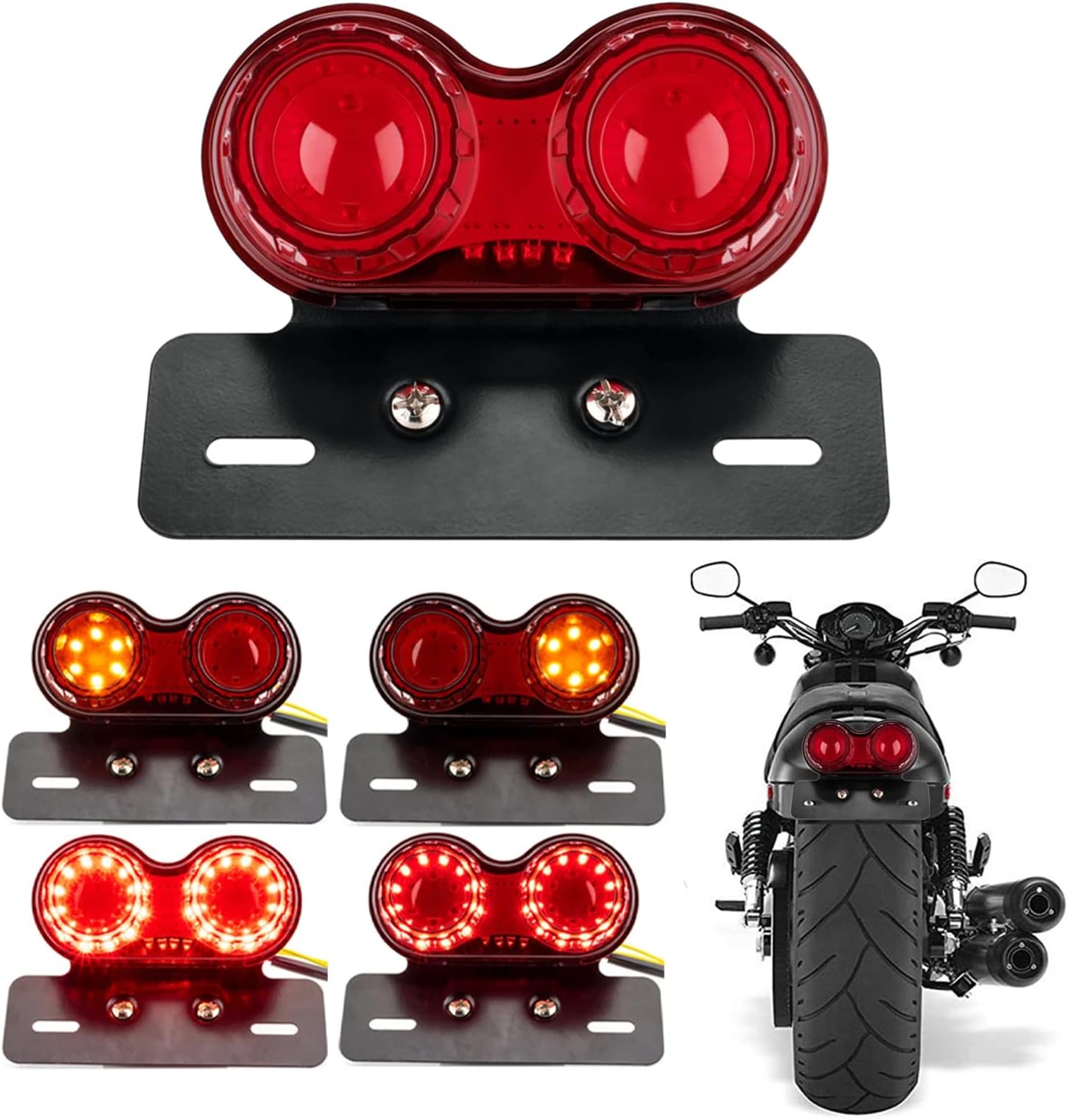 Vagary Universal 40W Motorcycle LED Tail Light Turn Signal Light Dual ...
