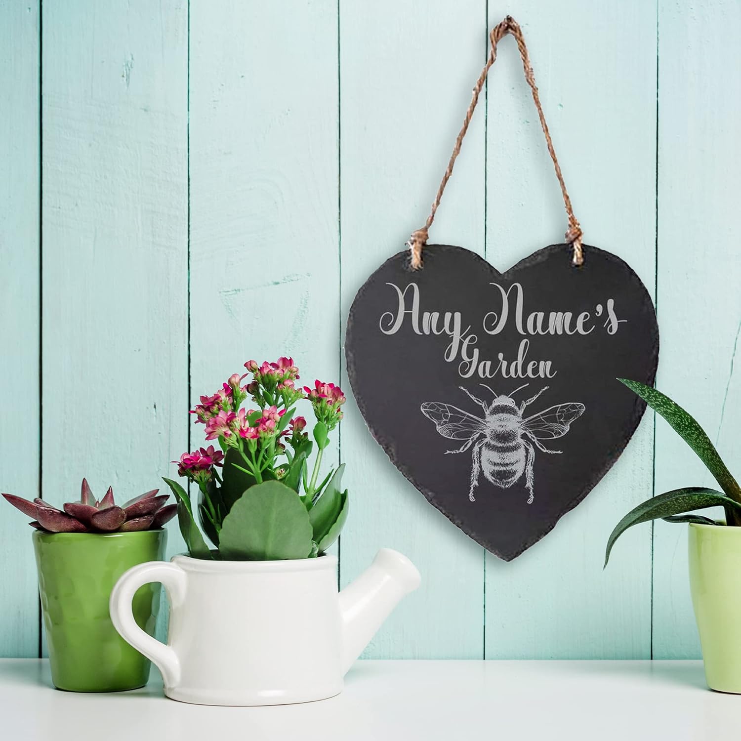 Buy Hoolaroo Personalised Garden Sign Engraved Slate Heart Sign ...