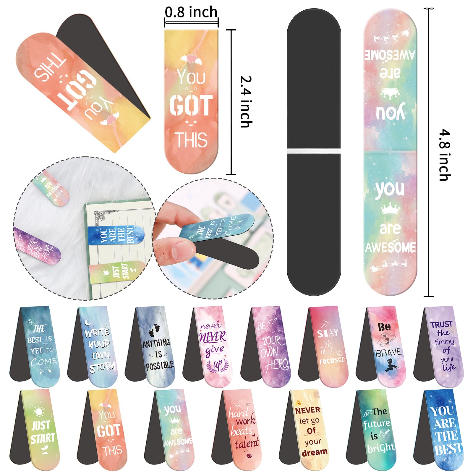 Snapklik.com : Magnetic Bookmarks, 45PCS Inspirational Bookmarks, Book ...