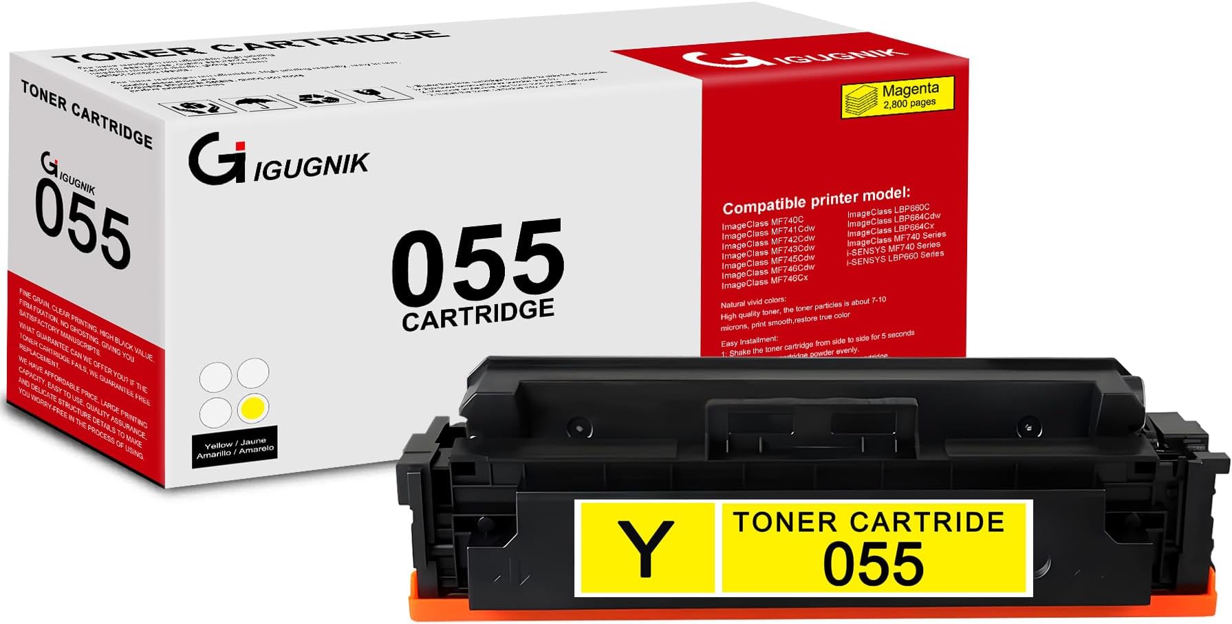 Amazon.com: 1 Pack 055 3013C001 Yellow Toner Cartridge Compatible 055 ...
