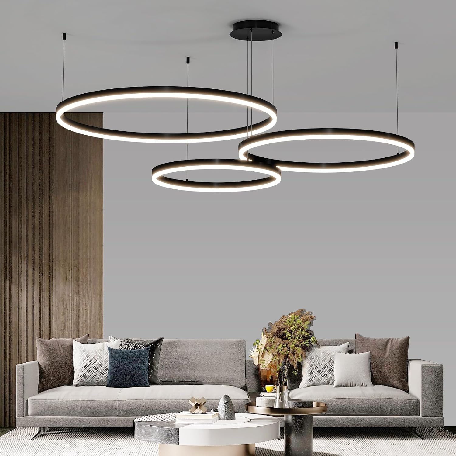 Modern LED 3 Lights Ceiling, Brightness Adjustable 10%-100% Pendant ...