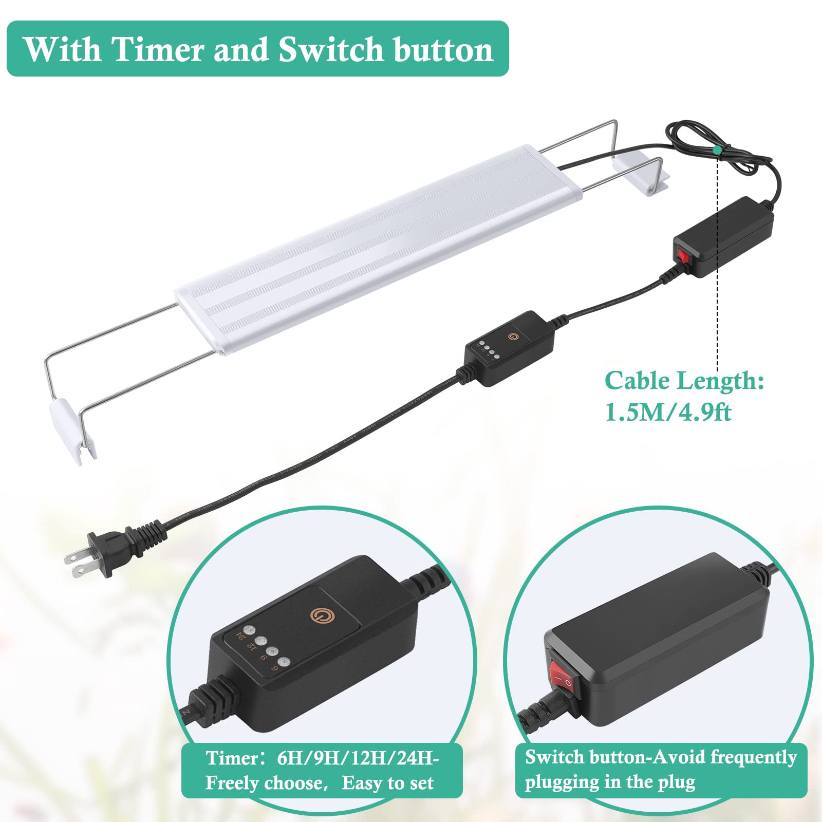 Snapklik.com : HITOP Full Spectrum LED Aquarium Light 12” 16” 24” 32 ...