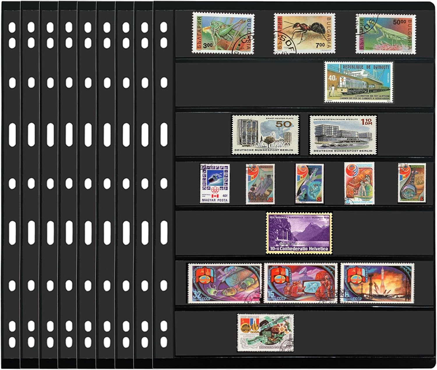 Amazon.com: MUQING 7 Rows Stamp Collecting Album Pages, 30 Sheets Stamp ...