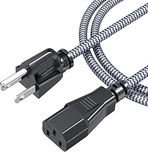 Amazon.com: Power Cord, 2m+3m Goalfish 10A 18AWG 3 Prong AC Power Cable ...