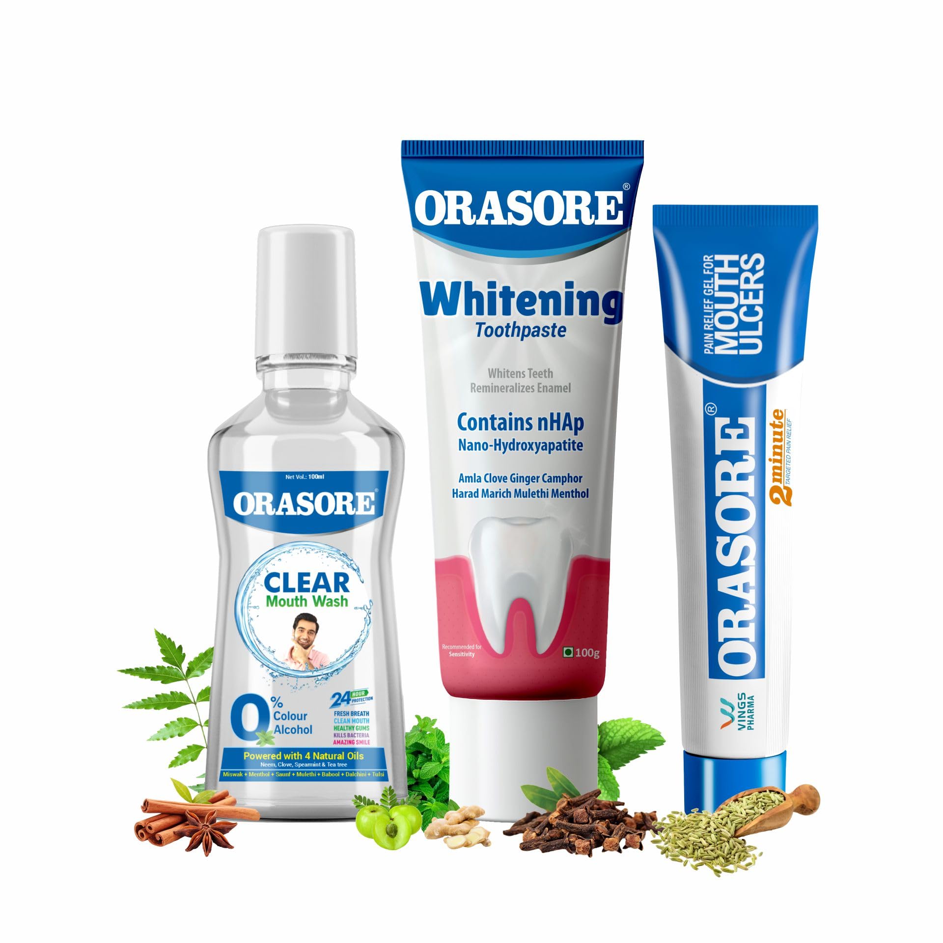 Buy Orasore Whitening Combo | Mouth Ulcer Gel 12g + Clear Mouth Wash ...
