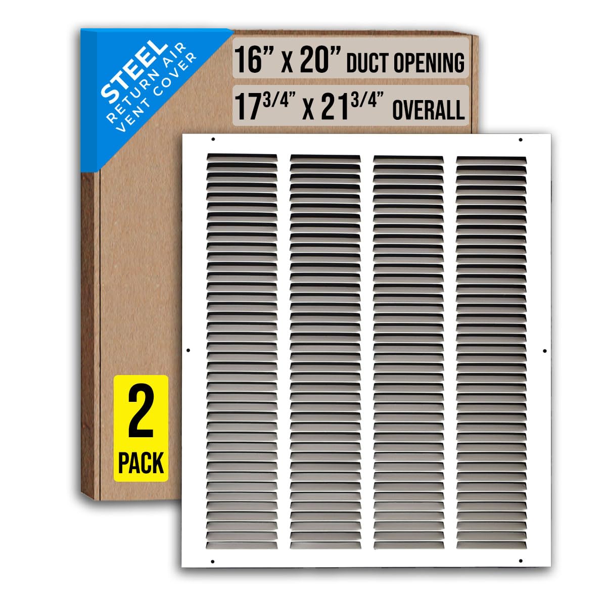 Snapklik.com : 2 Pack Fits 16x20 Duct Opening Steel Return Air Grille ...