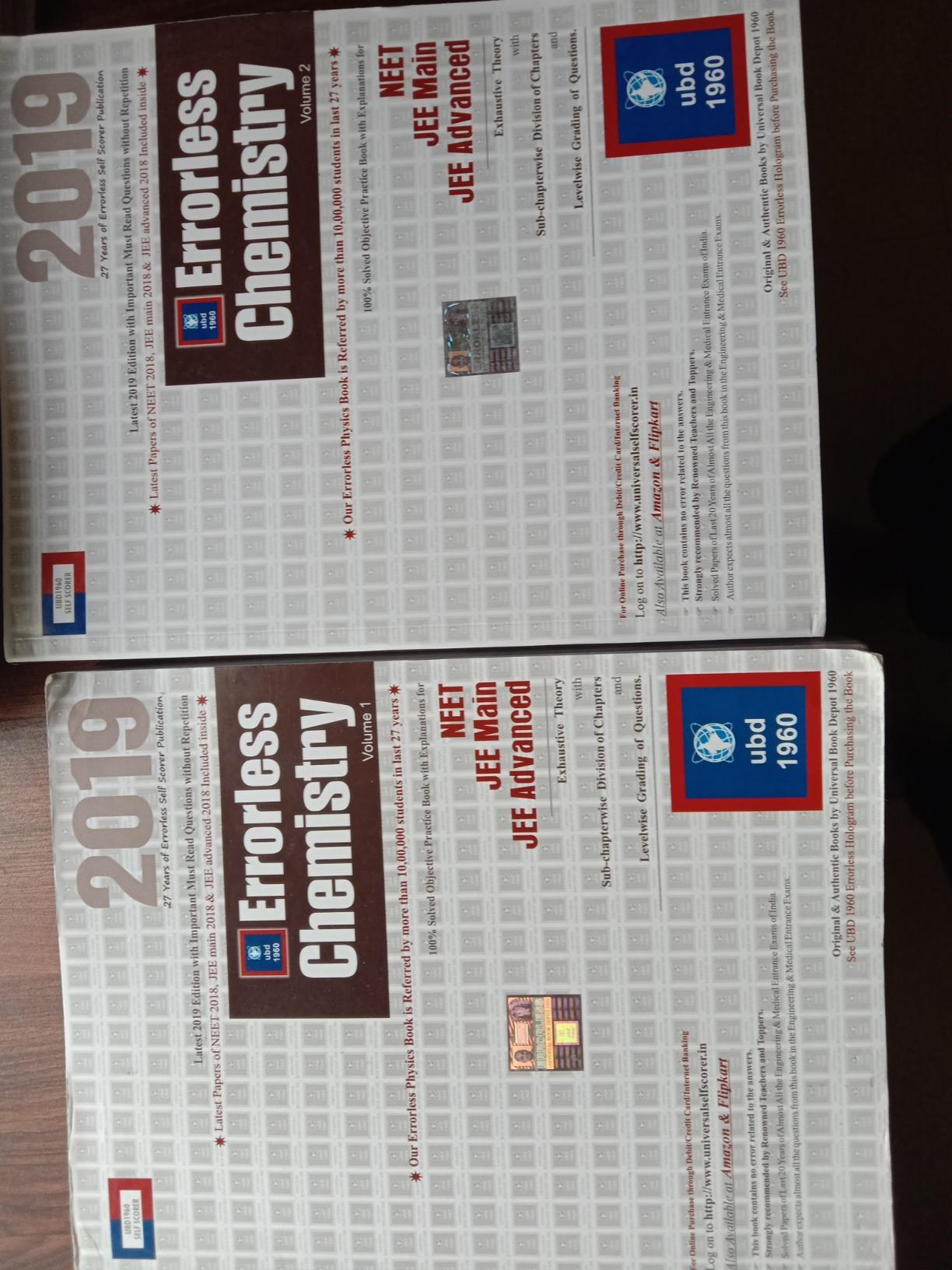 Buy Errorless Chemistry For Neet, Jee Main, Jee Advanced (Set Of 2 Vol ...