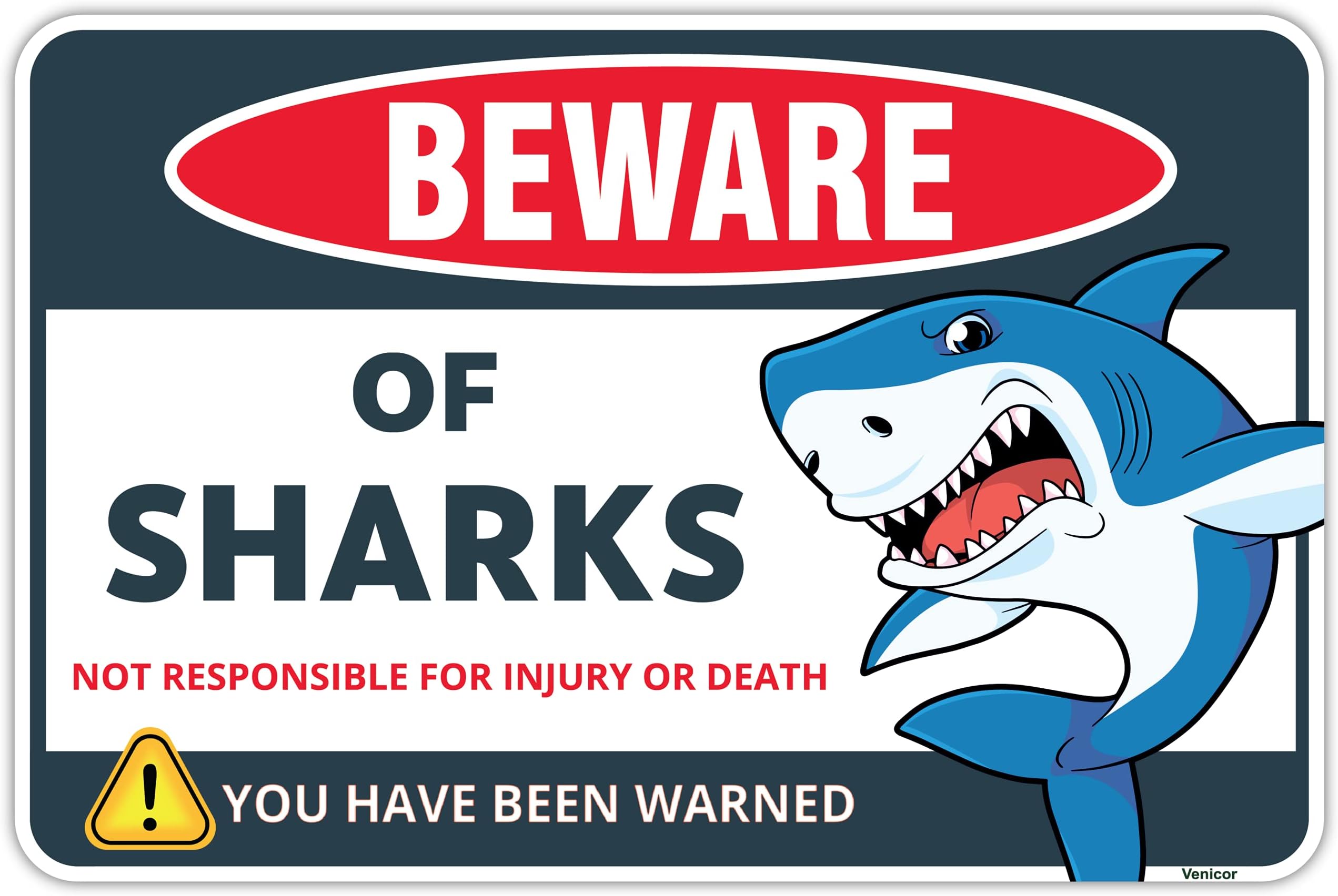 Amazon.com: Venicor Shark Sign - 8 x 12 Inches - Aluminum - Shark ...