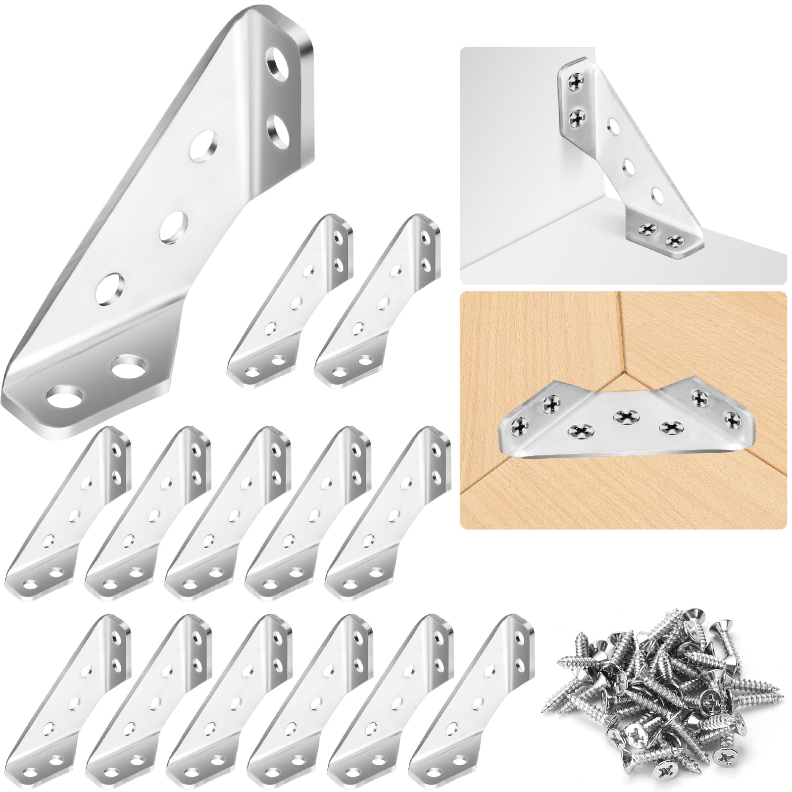 Amazon.com: Upgraded Angle Bracket Corner Brackets for Wood, 14 Pack ...