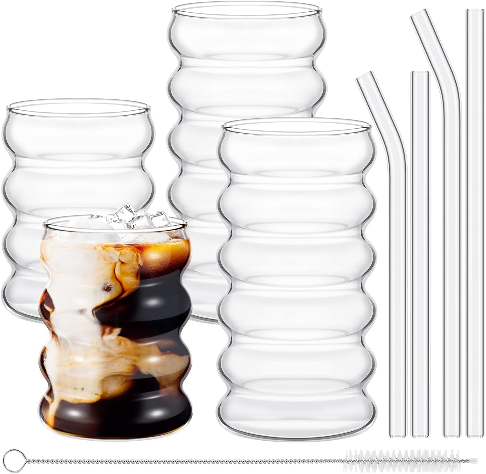 Amazon.com | Tessco for you 6 Pcs Creative Glass Cup Ripple Shaped ...