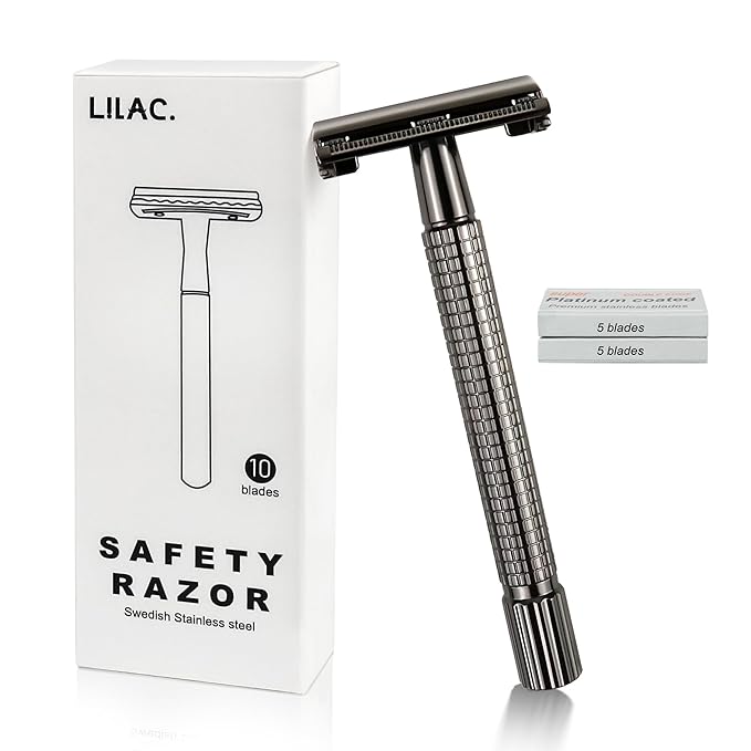 Amazon.com: LILAC Safety Razor for Men, Double Edge Butterfly Open ...