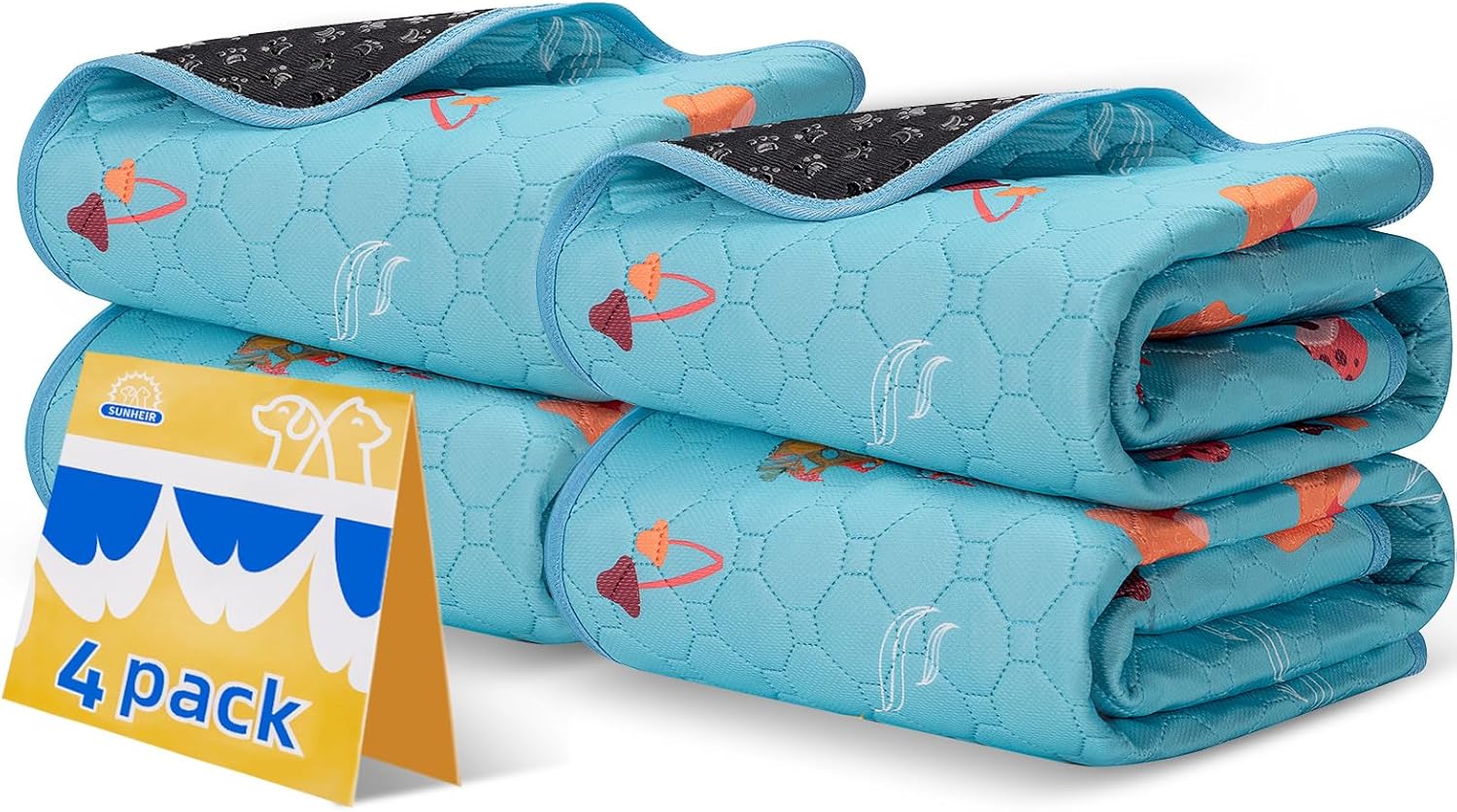 Amazon.com: Sunheir Washable Pee Pads for Dogs, 4-Pack Reusable Puppy ...