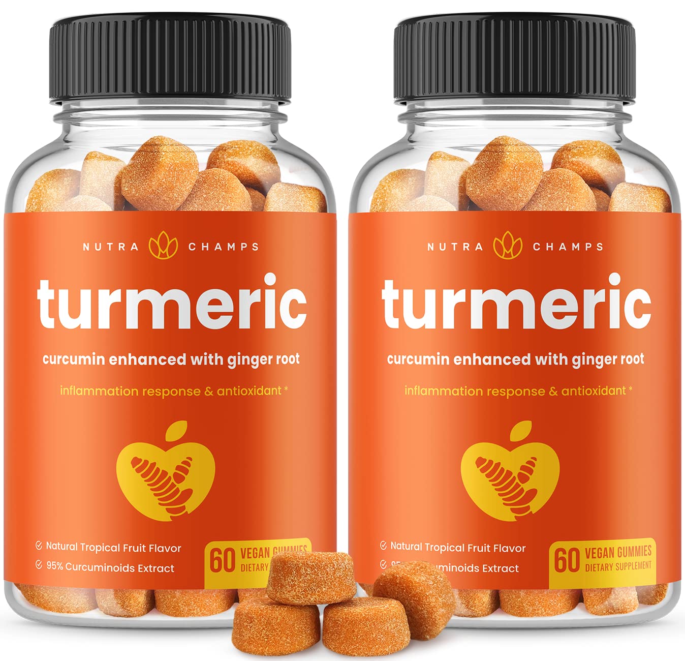 Turmeric Gummies with Ginger & Black Pepper Extract - 95% Curcuminoids ...