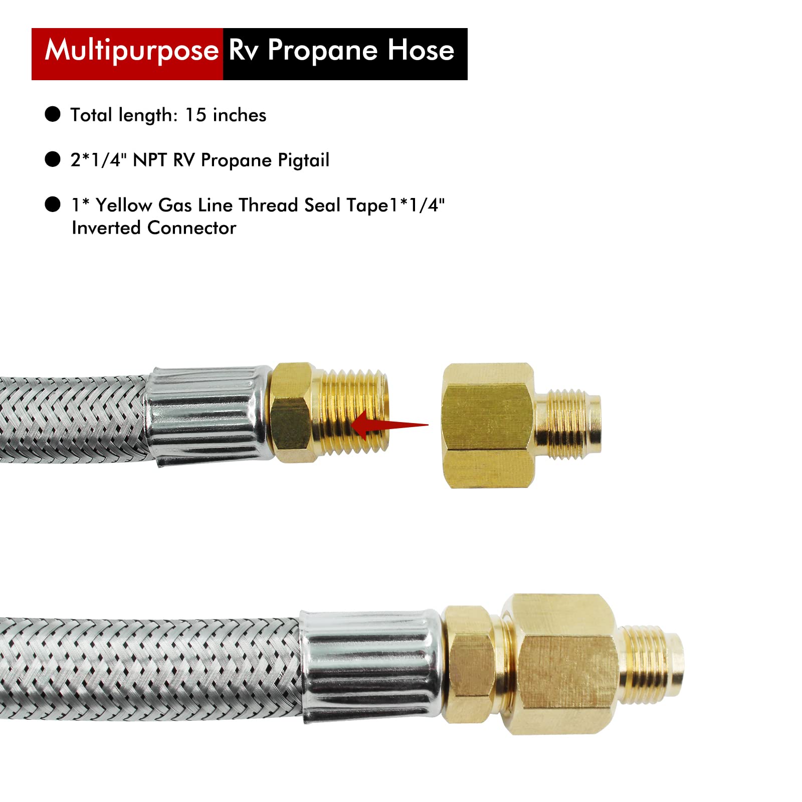 Snapklik.com : MENSI 6FT Upgraded Braided Universal POL 1/4 Inch NPT ...