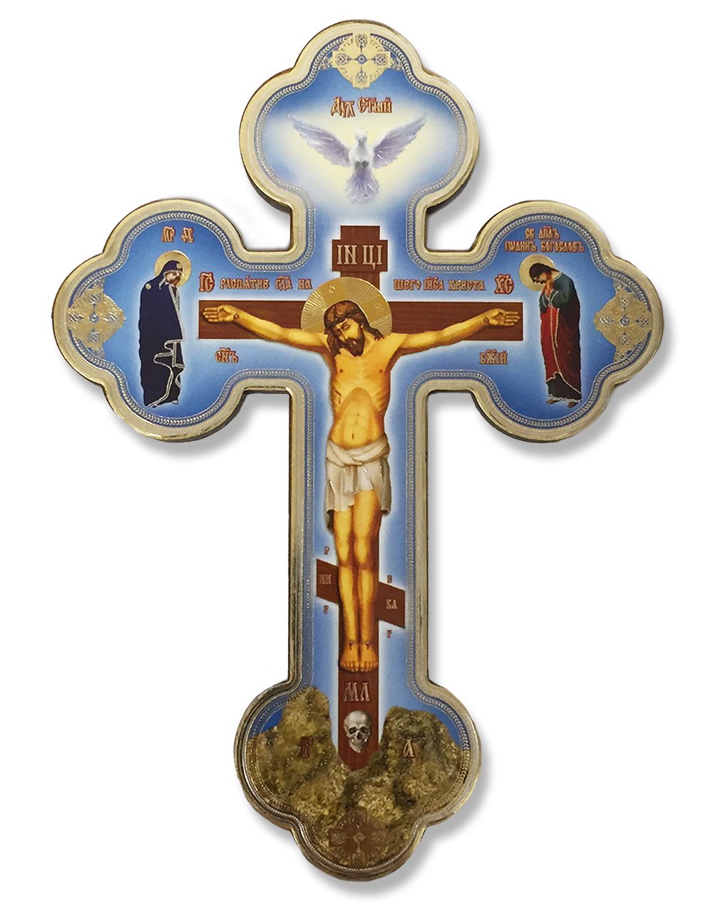 Buy Wall Cross Crucifixion of Christ Wooden Dove Holy Spirit Virgin ...