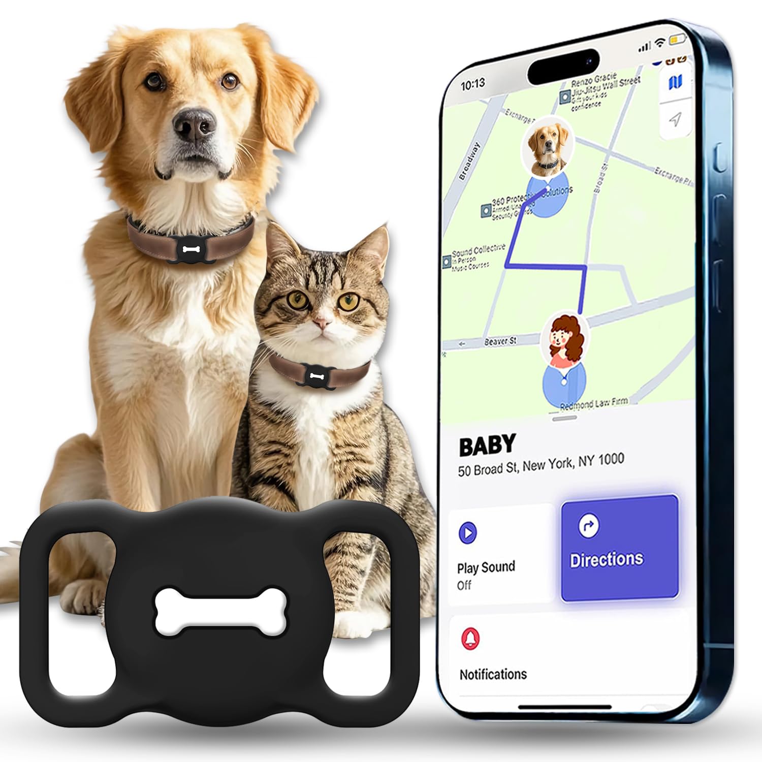 Rastreador inteligente de mascotas para perro y gato con soporte para ...