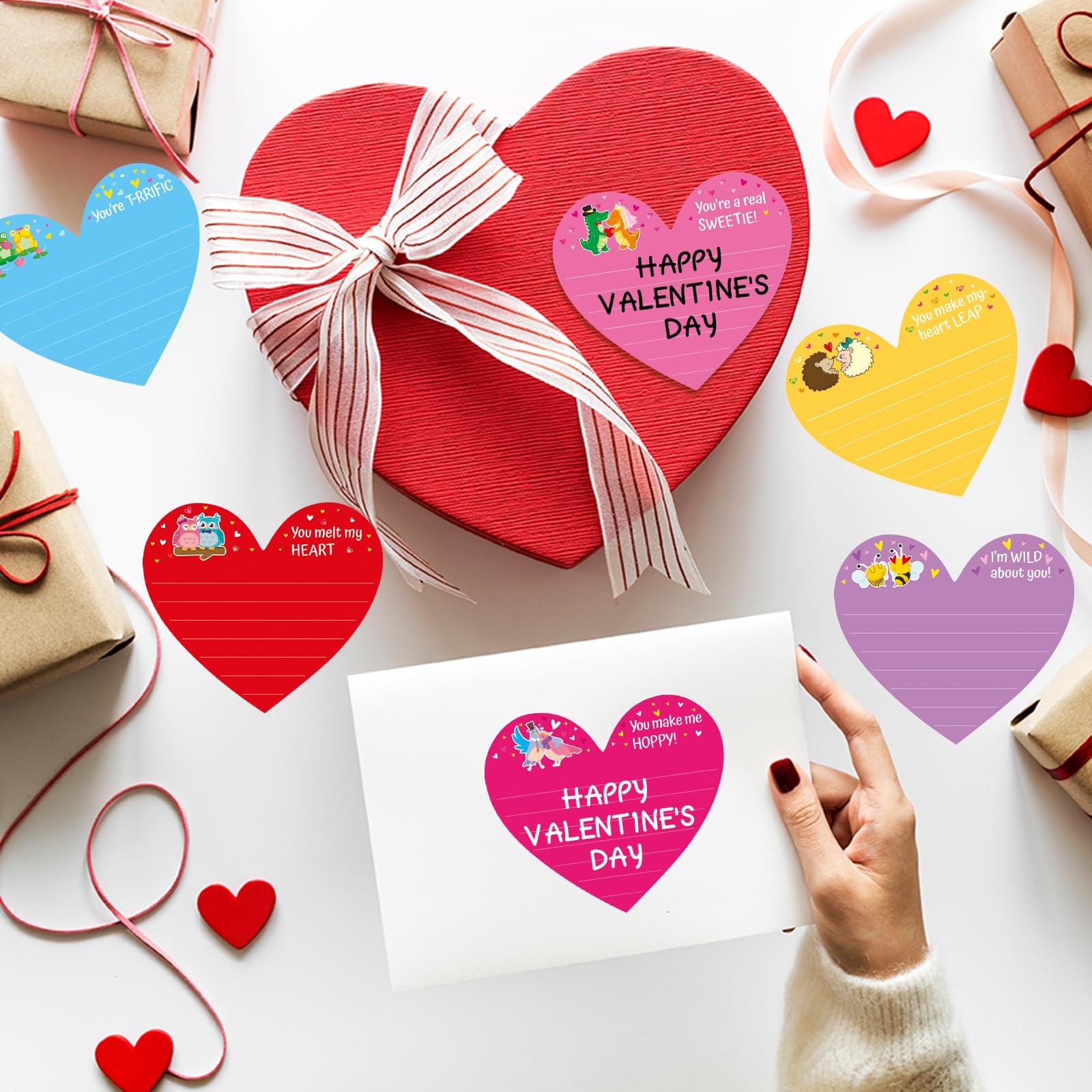 Red Heart Post It Notes