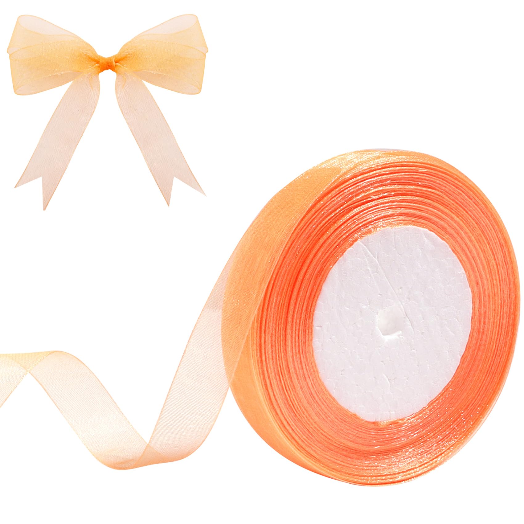 Amazon.com: Hiswan Orange Sheer Organza Ribbon for Gift Wrapping 5/8 ...