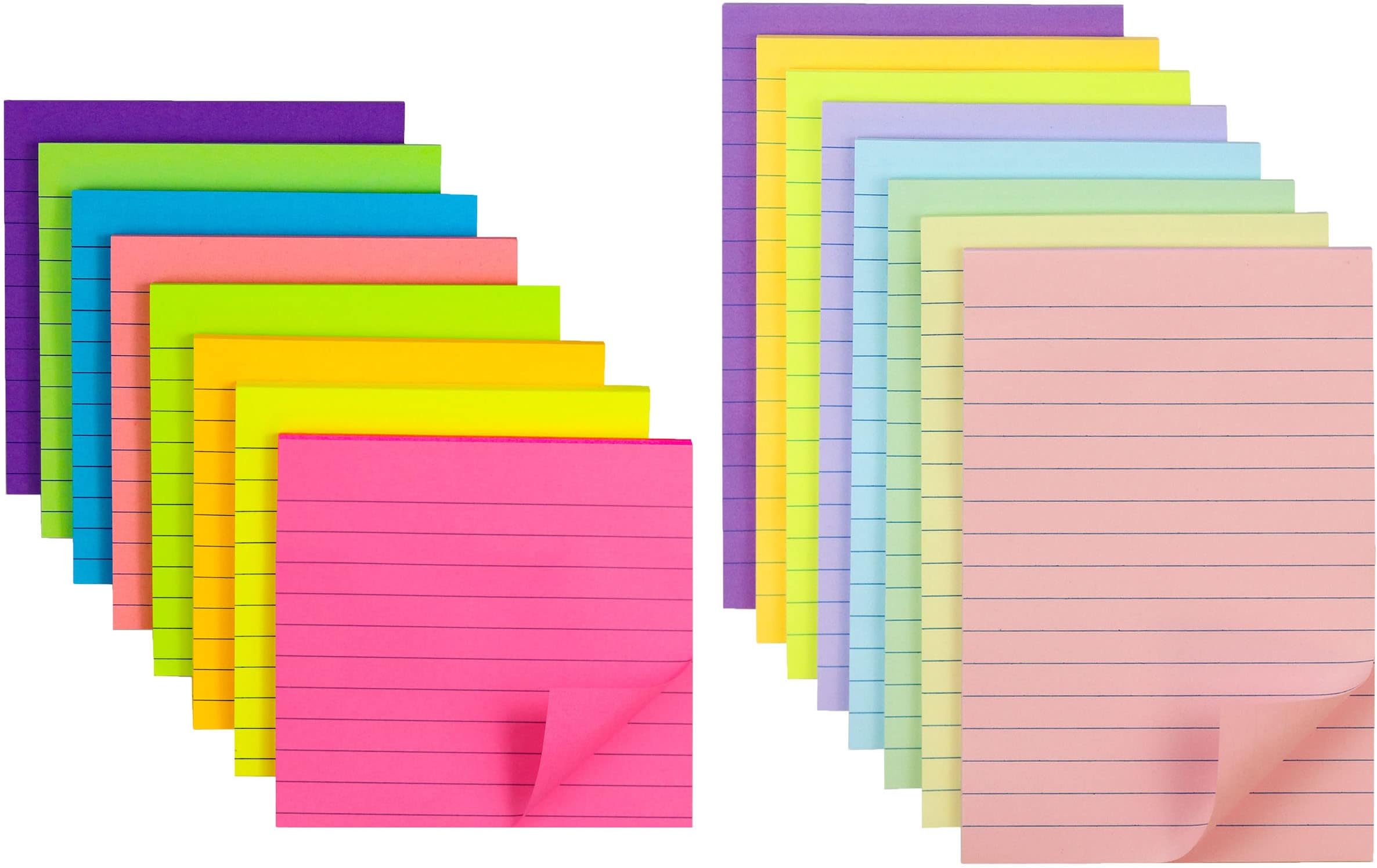 Amazon.com : 4x4 Lined Sticky Notes and 4x6 Lined Pastel Sticky Notes ...