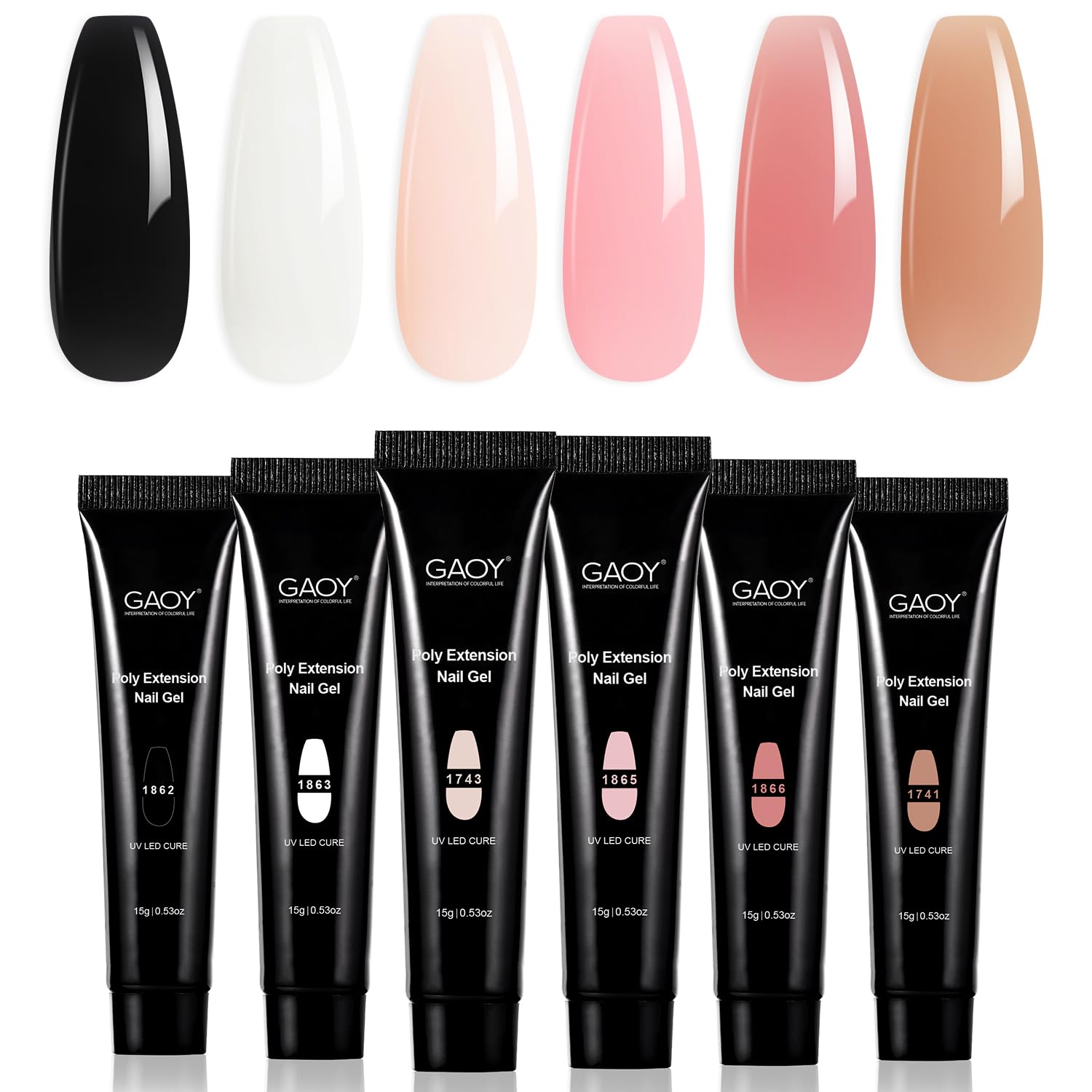 Amazon.com : GAOY Poly Gel Set - 6 Classic Colors Pink Nude Black ...