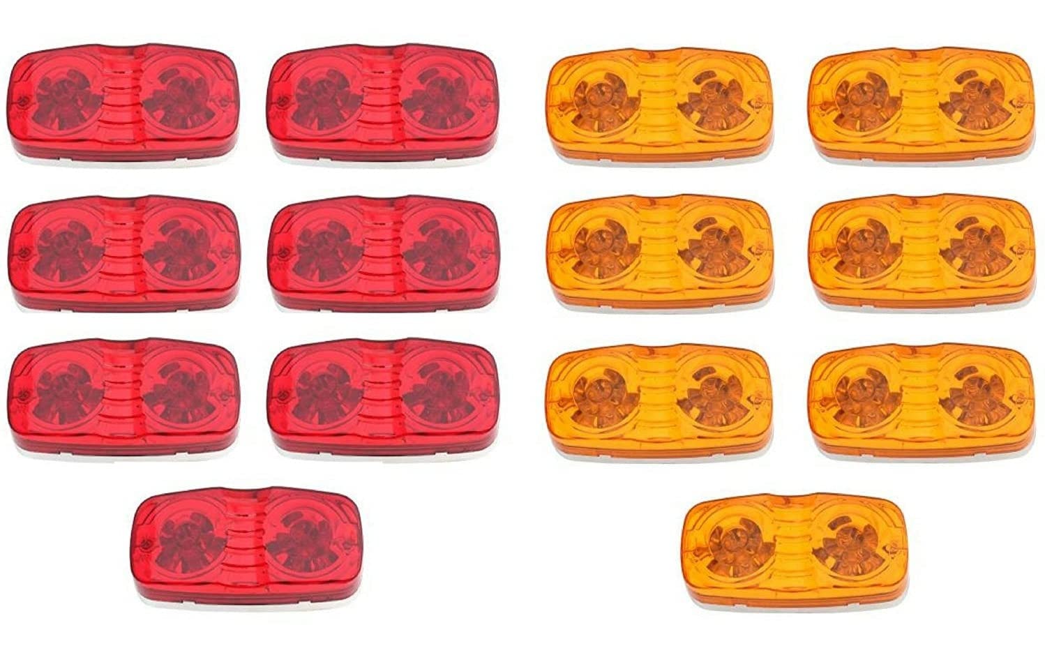 Amazon.com: 14x Trailer Marker LED Light Double Bullseye 7x Amber + 7x ...