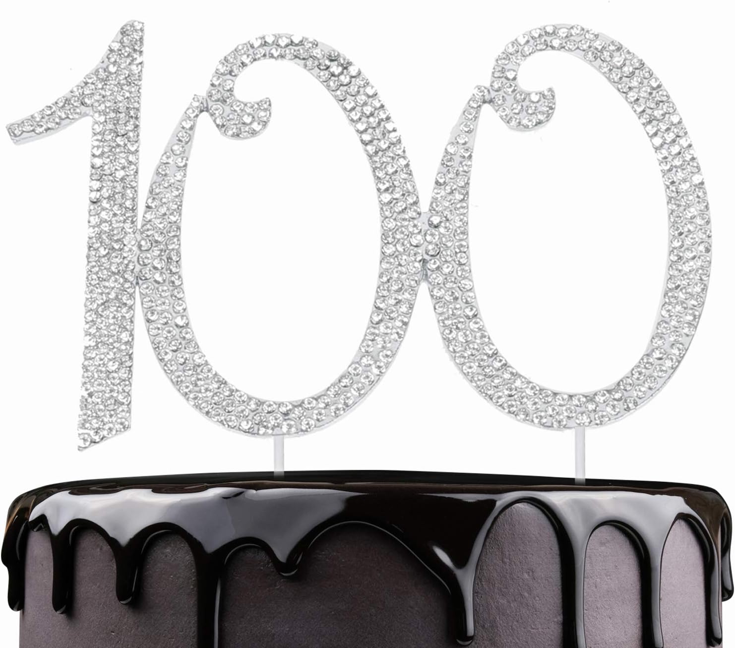Amazon.com: LINGPAR 100 Years Birthday Cake Topper - New Best Crystal ...