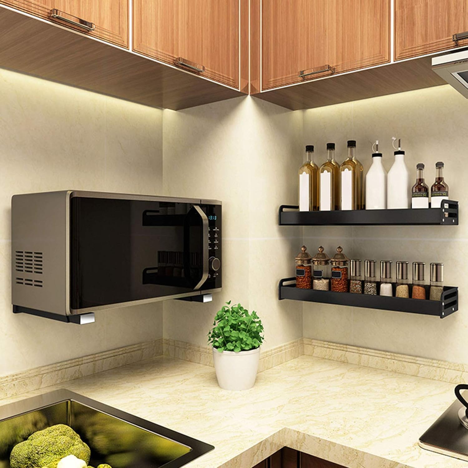 Amazon.com: Eeghurt 304 Stainless Steel Sturdy Microwave Shelf Bracket ...