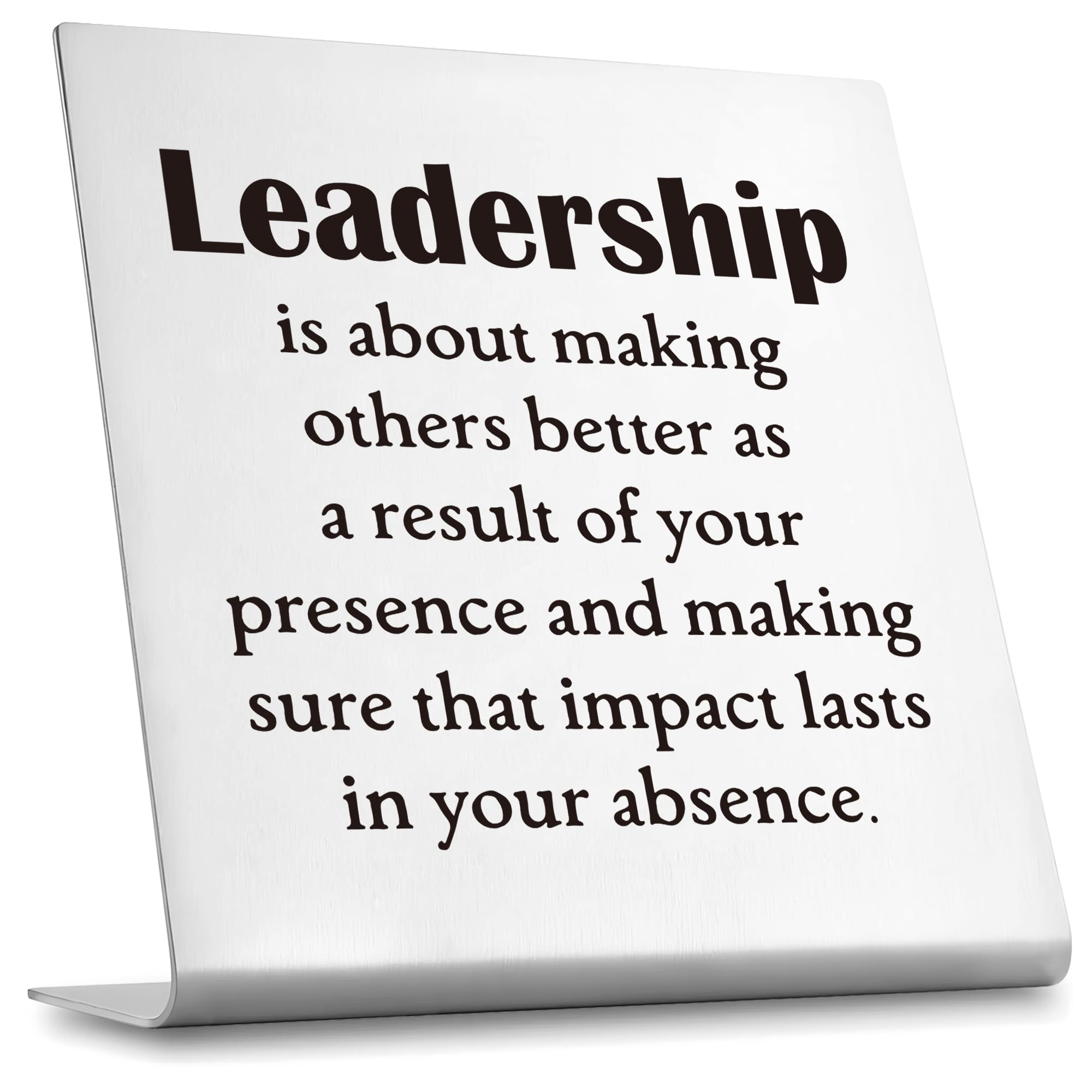 Amazon.com: Inspirational Leadership Desk Decor Sign Stainless Steel ...