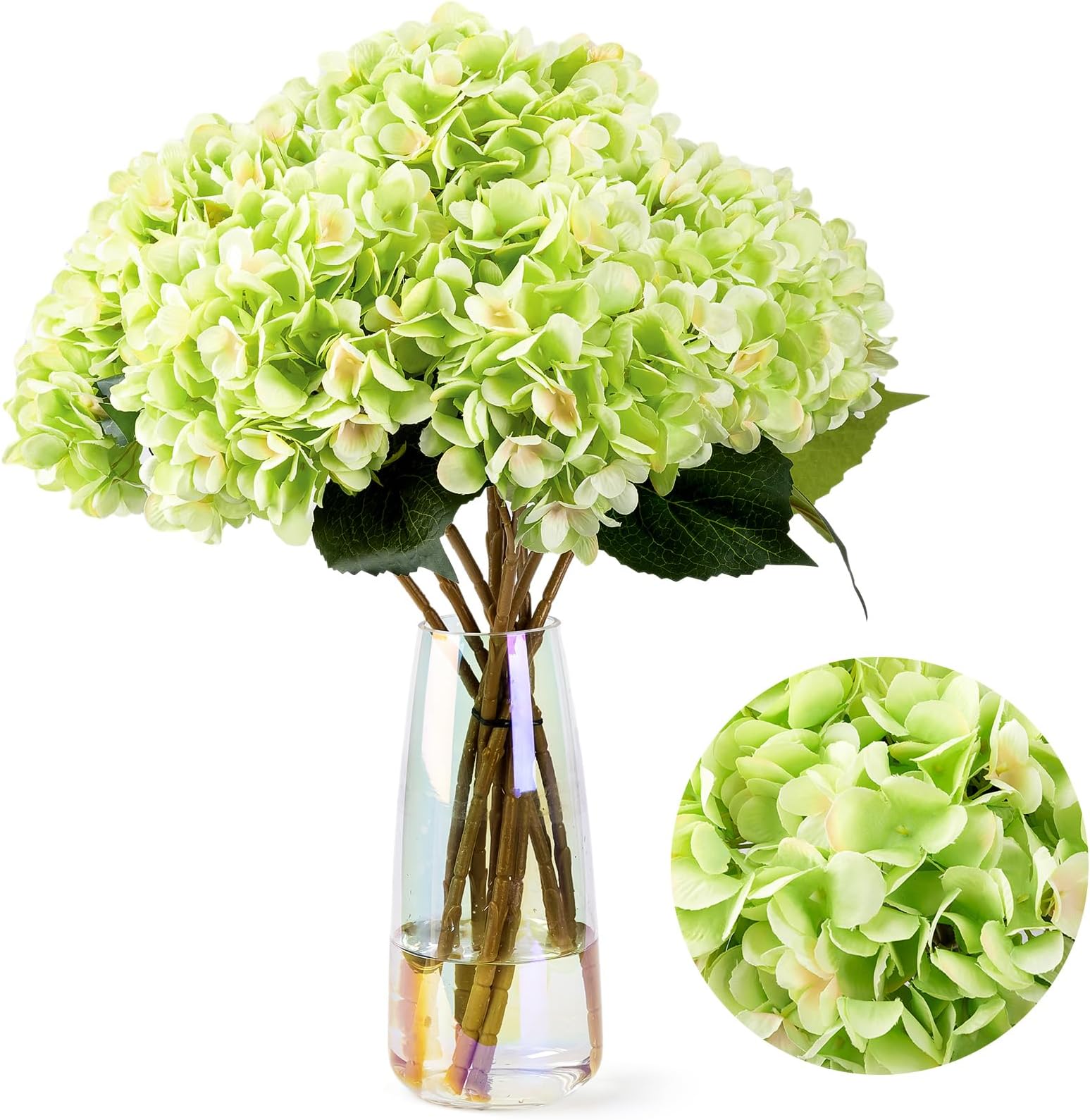 Amazon.com: Tigeen 20 Pcs Green Hydrangea Artificial Flowers, 18 Inches ...
