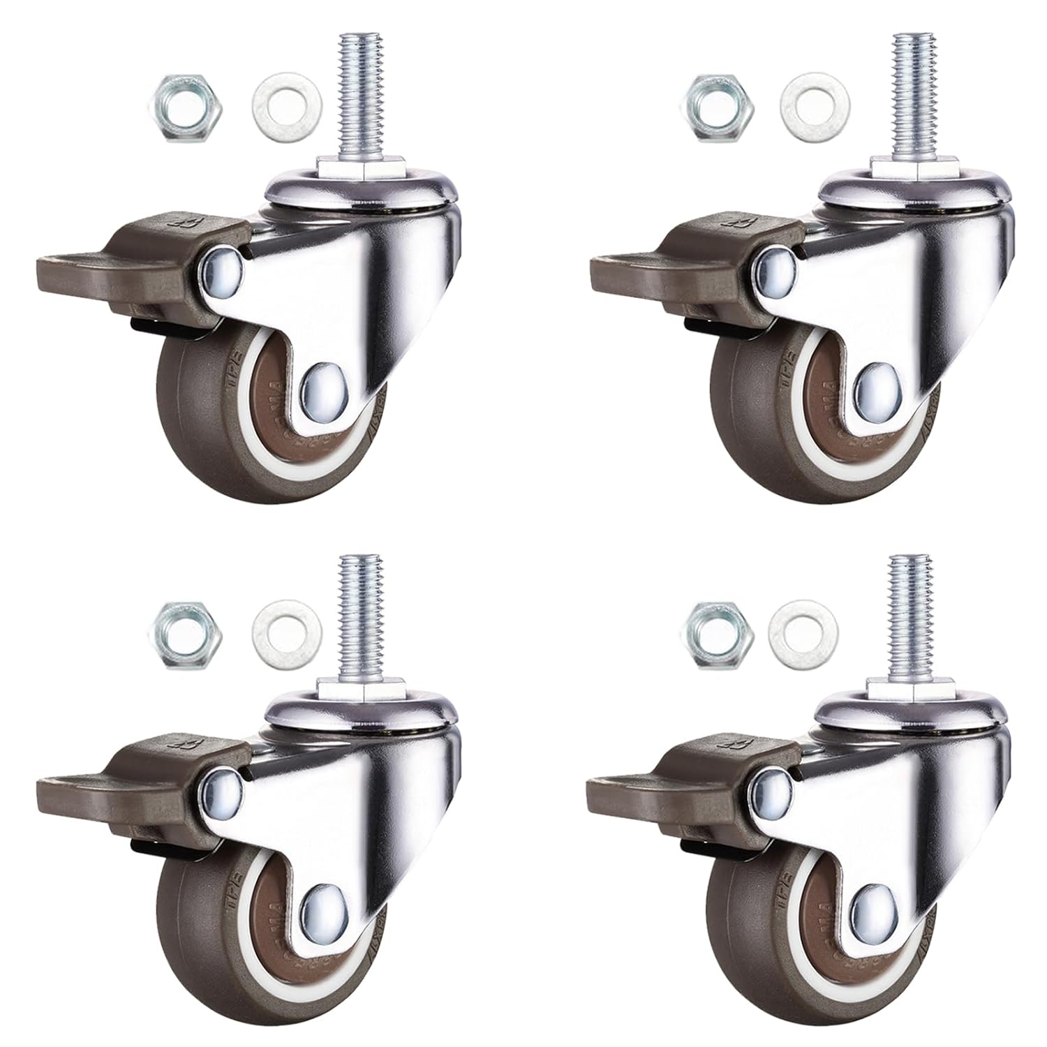 Luxinika 1 Inch Caster Wheels with M6 Threaded Stem, 15 mm Screw Wheels ...