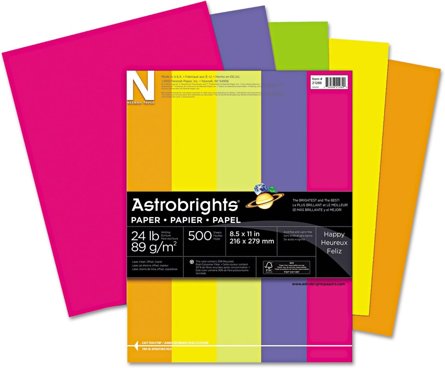 Amazon.com : Astrobrights Color Paper, 8.5” x 11”, 24 lb/89 gsm ...