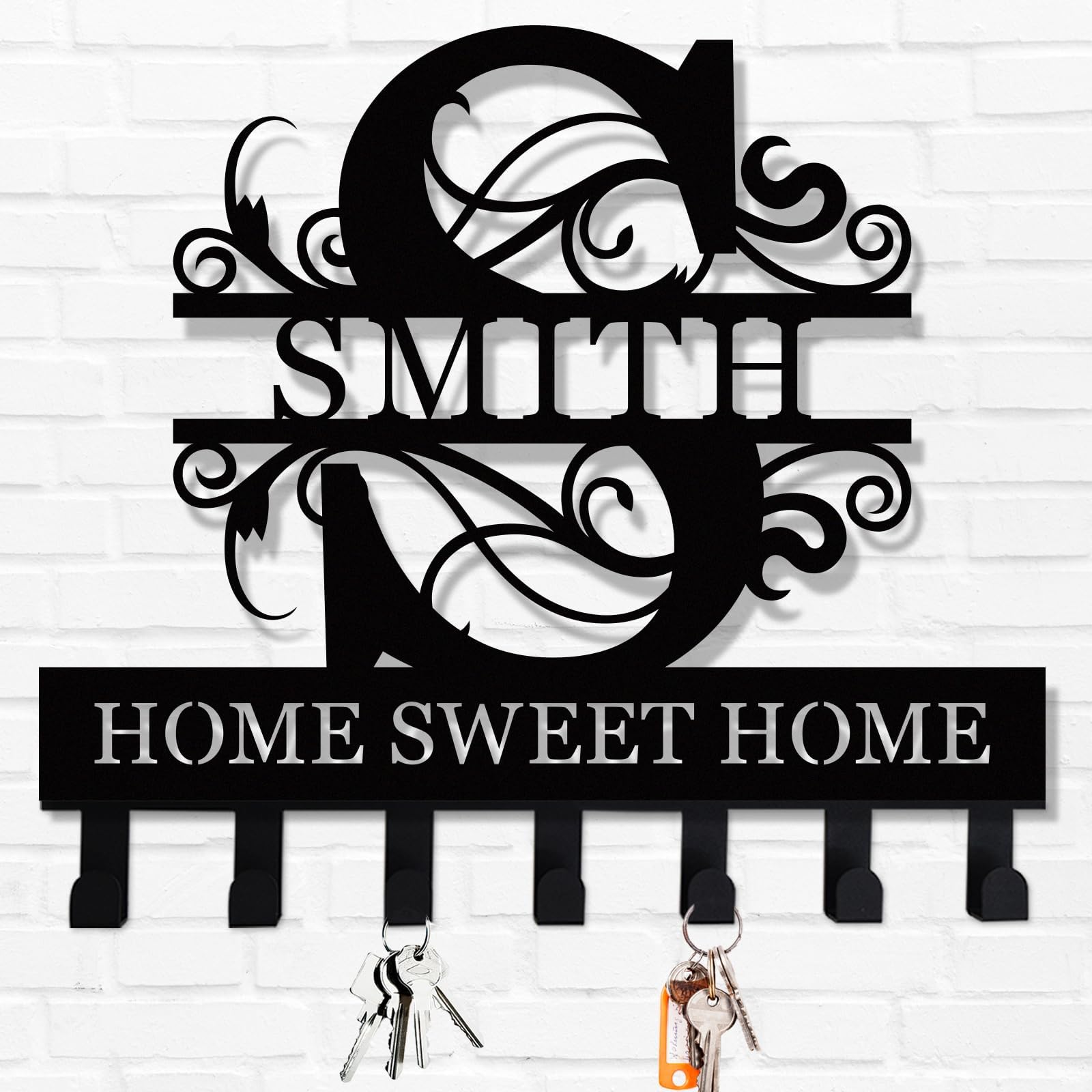 Amazon.com: HYTSIGN Personalized Metal Family Name Key Holder for Wall ...