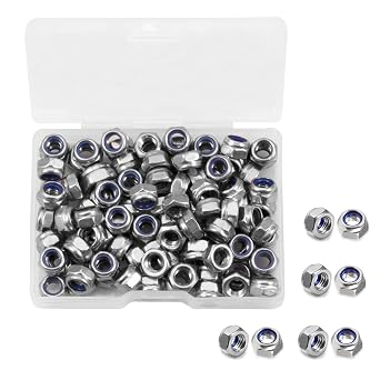 LEONTOOL 100 Pcs M4 x 0.7mm Nylon Inserted Self Locking Nuts Hex Lock ...
