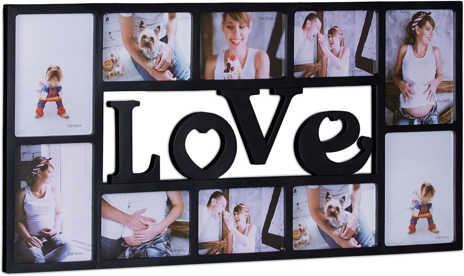 Relaxdays Cornice Collage, Multifoto, LOVE, Porta Fotografie per 10 ...