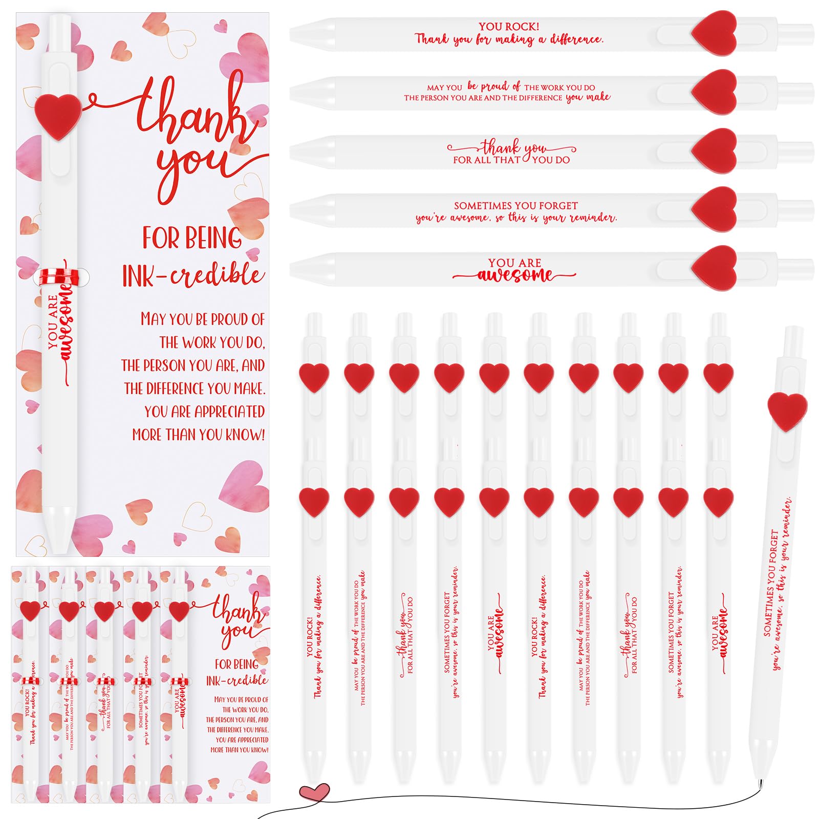Amazon.com : Jetec 40 Sets Valentine's Day Pens Bulk Heart Employee ...