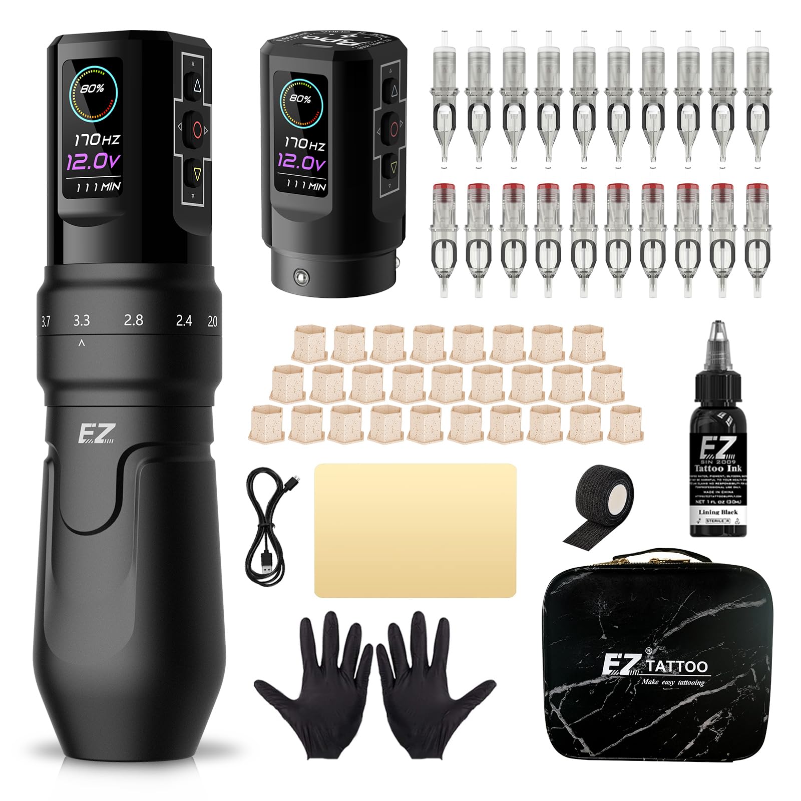 Amazon.com: EZ Professional Tattoo Kit, P3 Pro Wireless Tattoo Machine ...