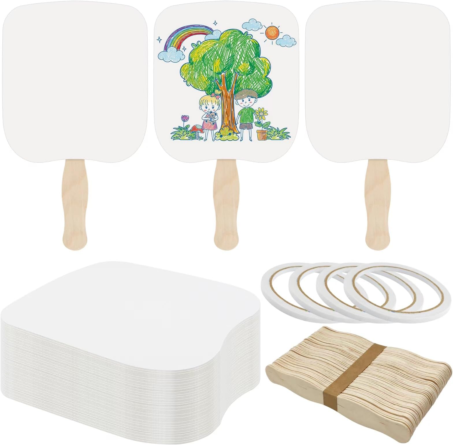 Amazon.com: 50pcs Blank Fan Making Paddle Fan Blank Painting Fan Craft ...