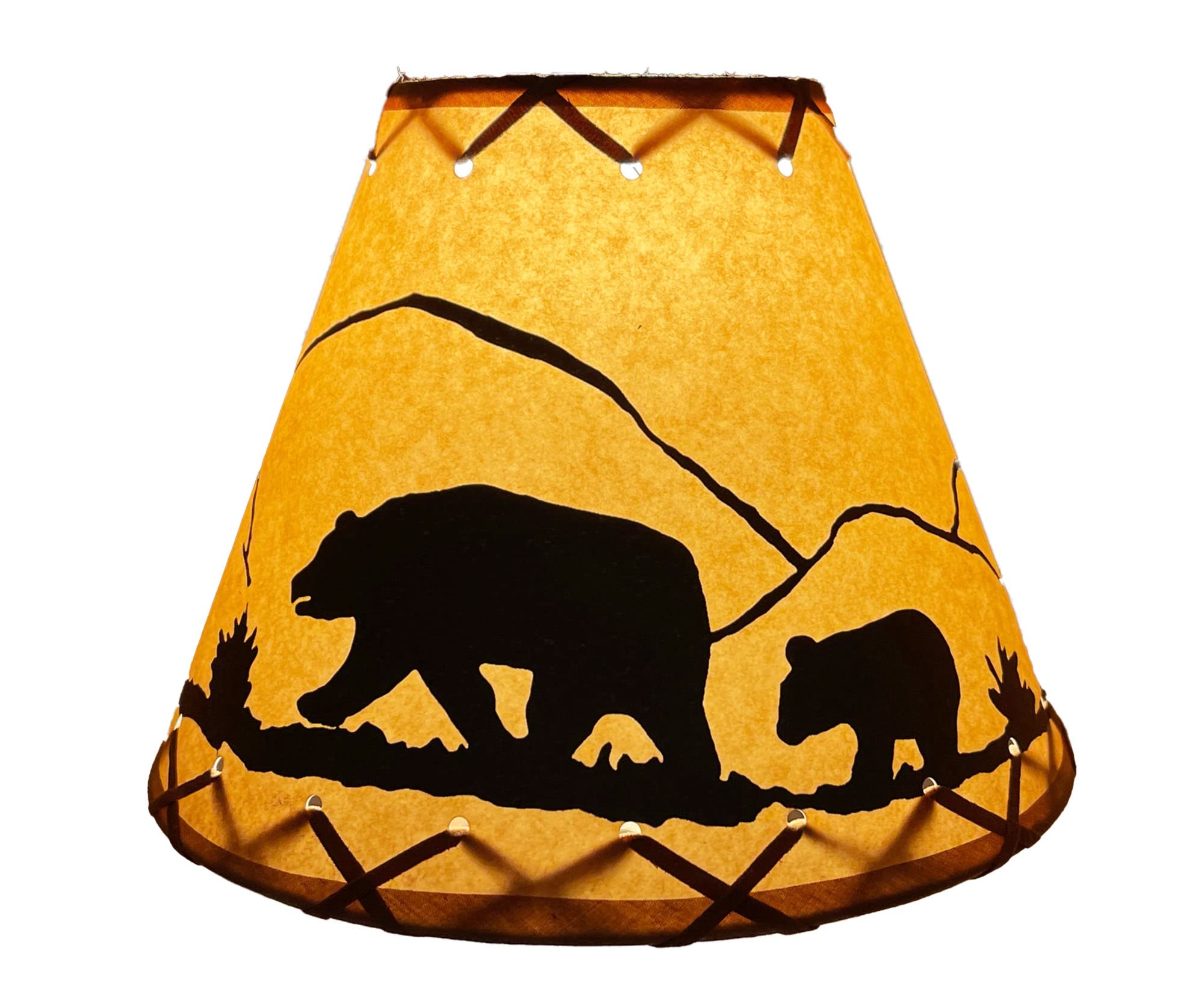 Rustic Oiled Kraft Clip-On Lamp Shade with Bear Design - 9" - Amazon.com