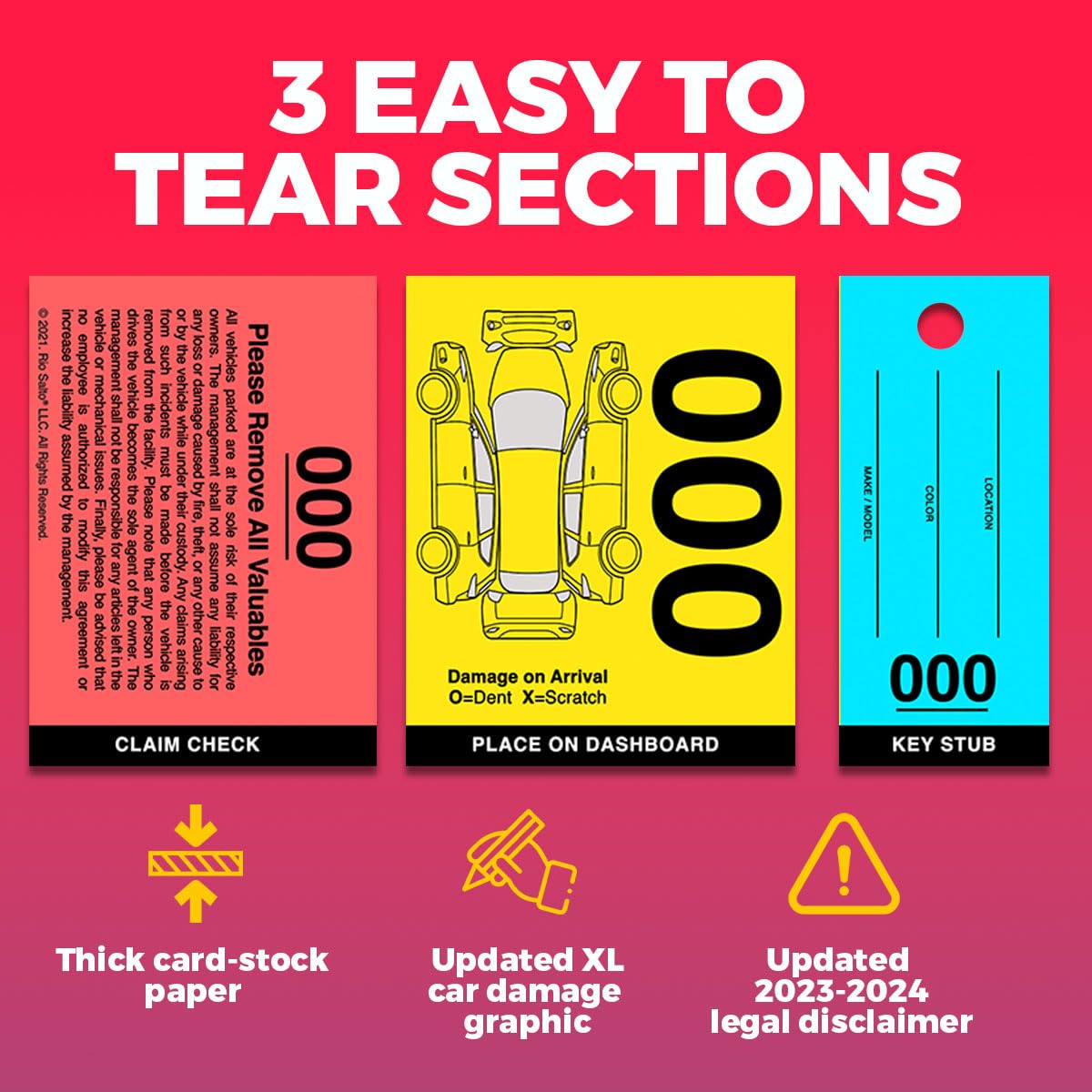 Snapklik.com : Rio Salto 3 Part Valet Parking Tickets Perforated ...