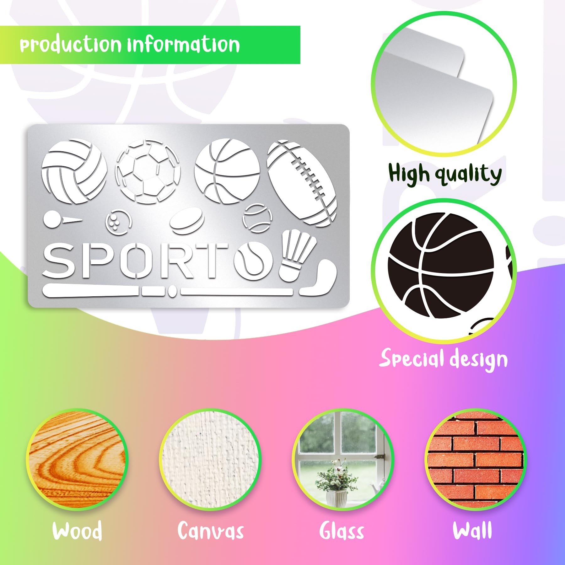 Snapklik.com : Metal Sport Ball Stencil 4X7" Stainless Steel Painting ...