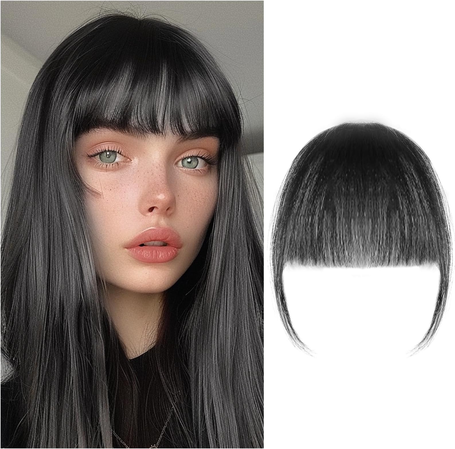 Amazon.com : Clip in Bangs, Real Human Hair Bangs Hair Clip Dark Brown ...